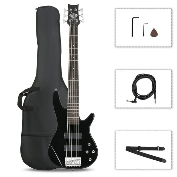 Glarry Full Size 6 Strings GIB Electric Bass Guitar with with H-H ...