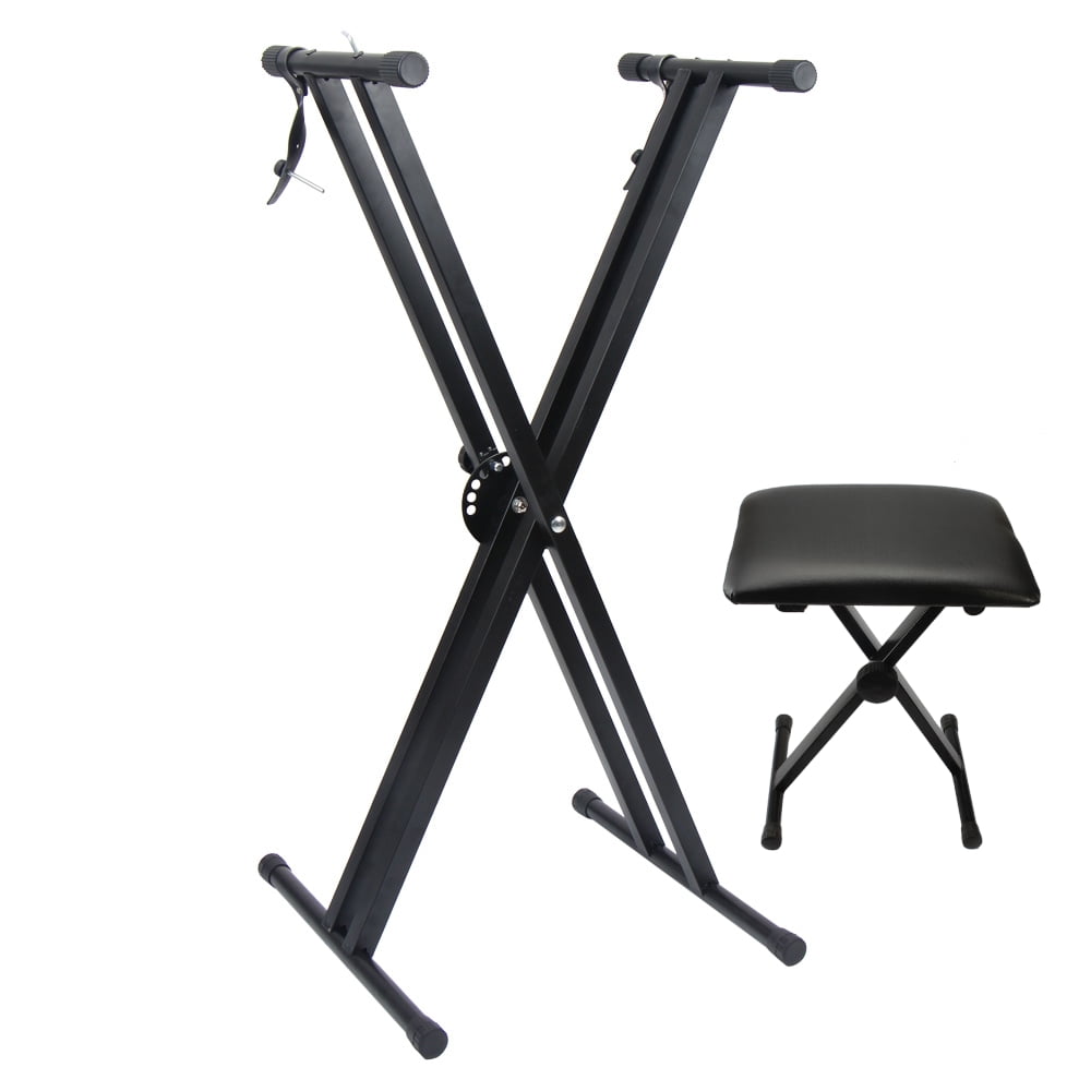 Glarry Adjustable Dual-tube X Stand and Folding Stool for 61&54 keys ...