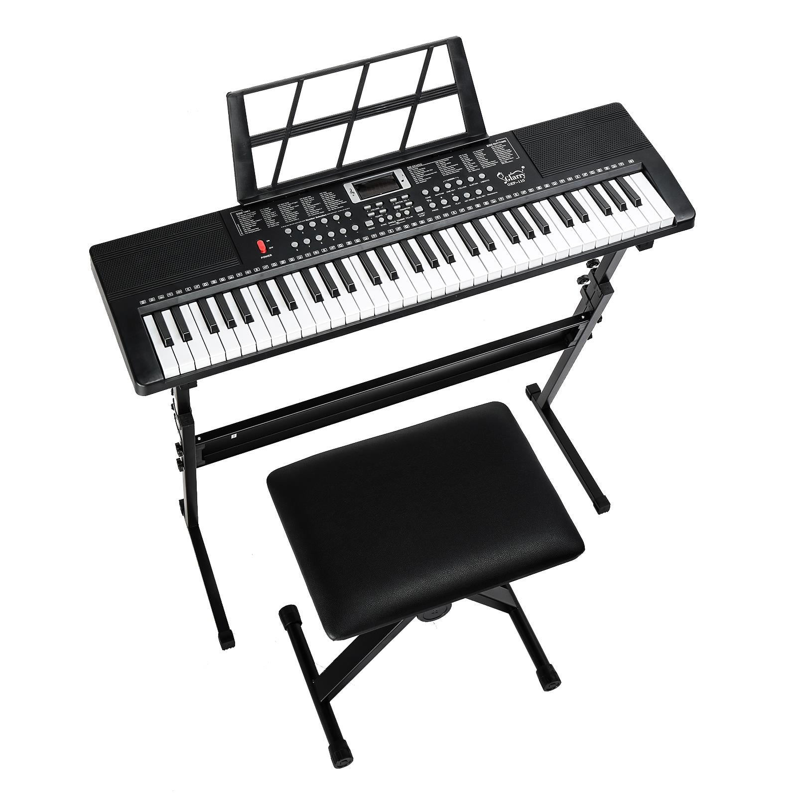 Glarry Electric Compact Keyboard Piano 61 Keys with Stand, Bench ...