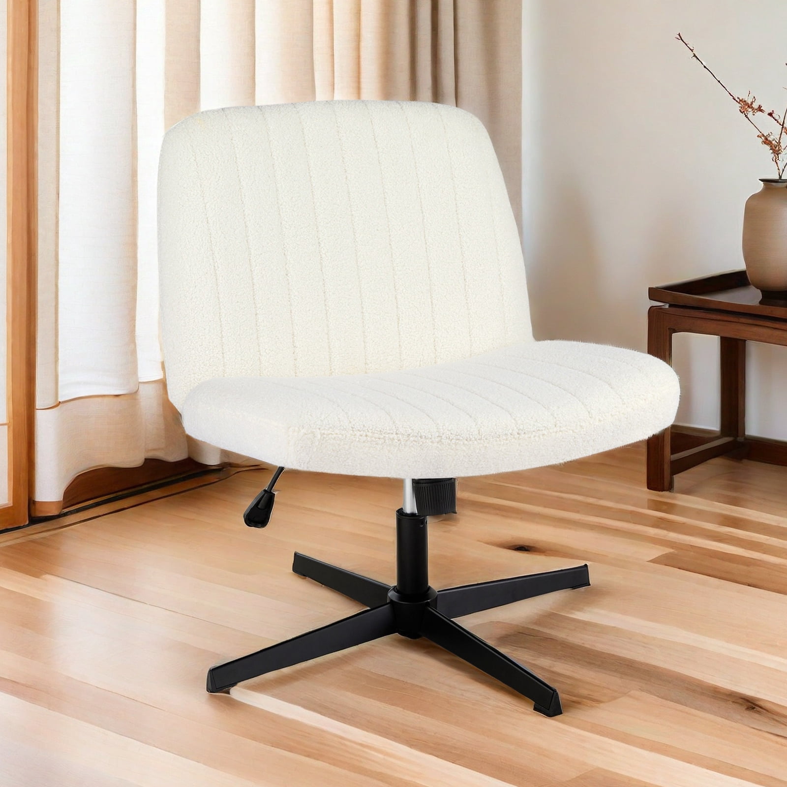 GlasFlength Armless Criss Cross Chair with No Wheels, Adjustable Height ...