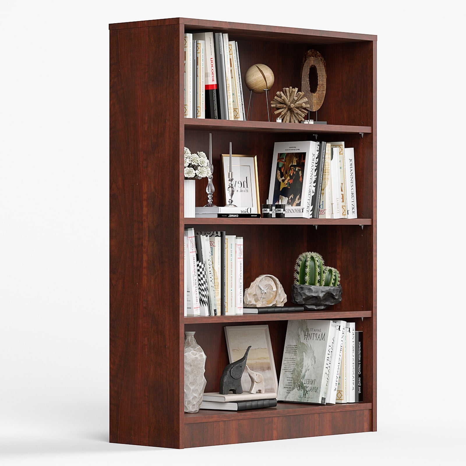 GlasFlength Book Stands Bookshelf 4 Shelf Wood Bookcase 48 Inches Tall ...