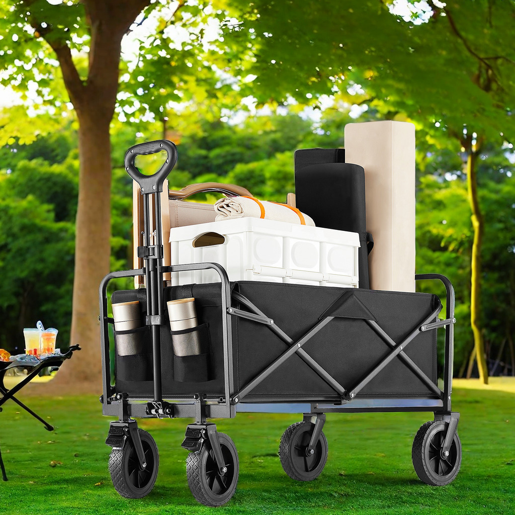 GlasFlength Collapsible Folding Wagons Carts with Wheels, Heavy Duty ...