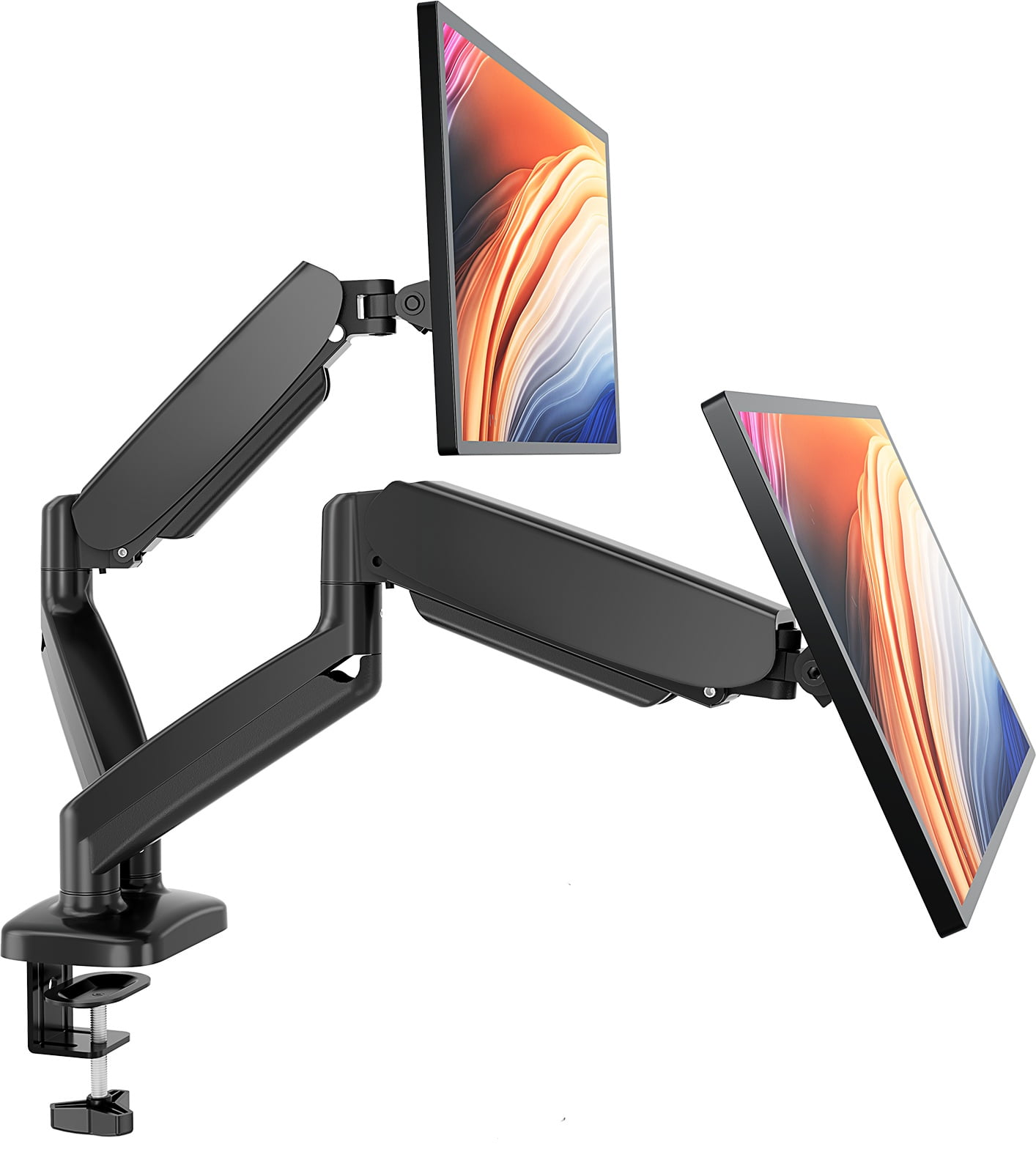 GlasFlength Dual Monitor Stand, Adjustable Height Monitor Arm Desk ...