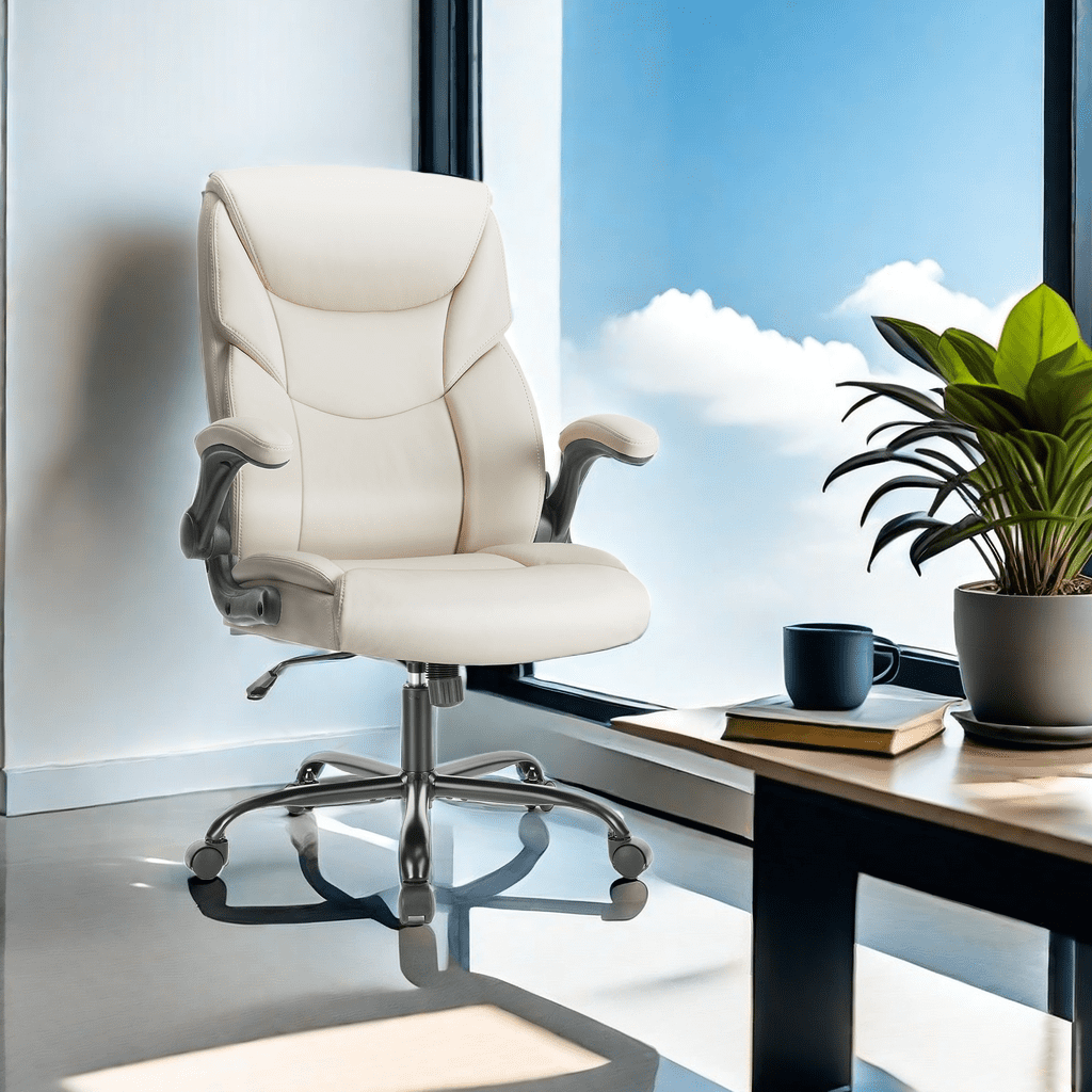 GlasFlength Ergonomic Office Chair PU Leather Home Office Desk Chairs ...