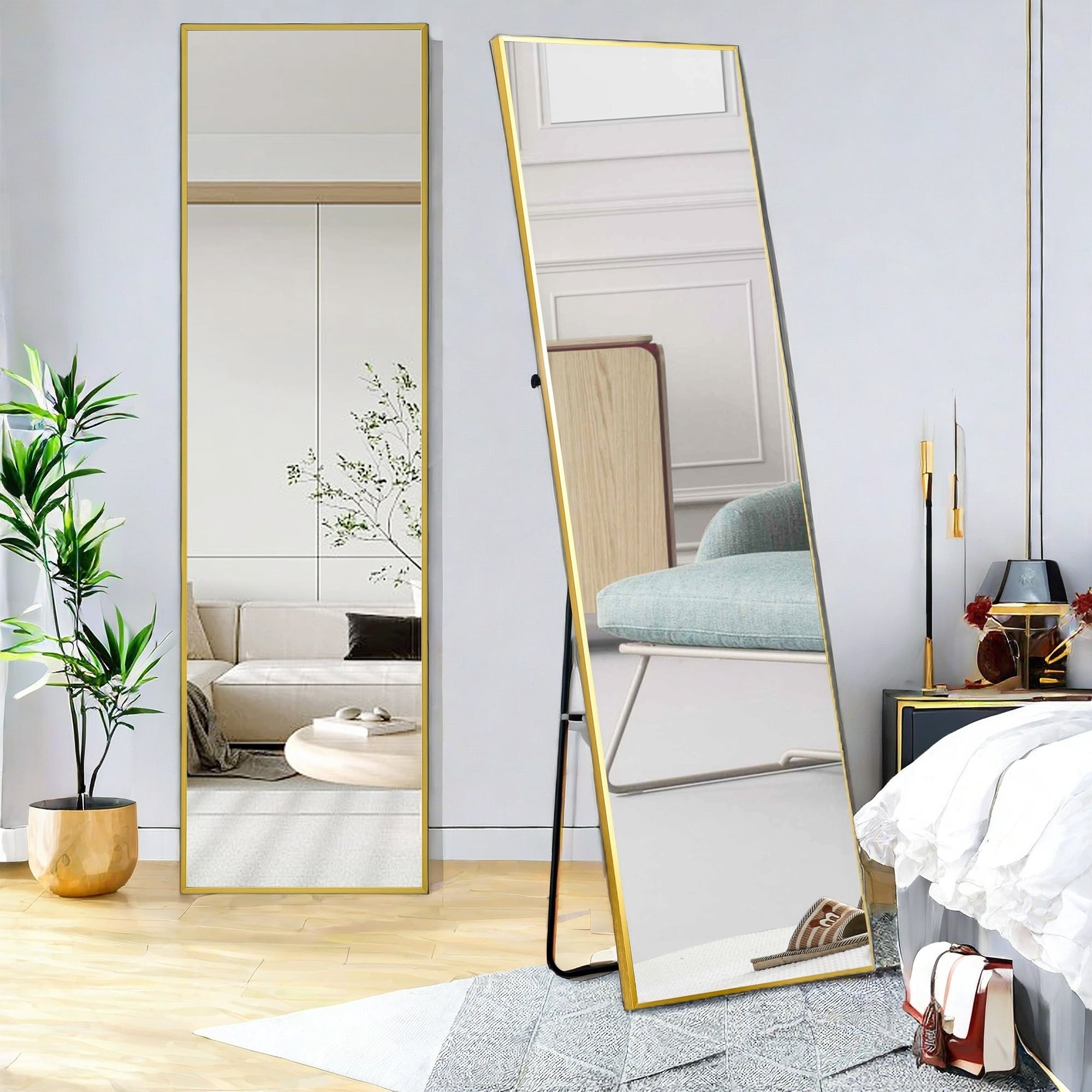 GlasFlength Full Length Mirror with Stand 59"x16" Body Mirror Free ...