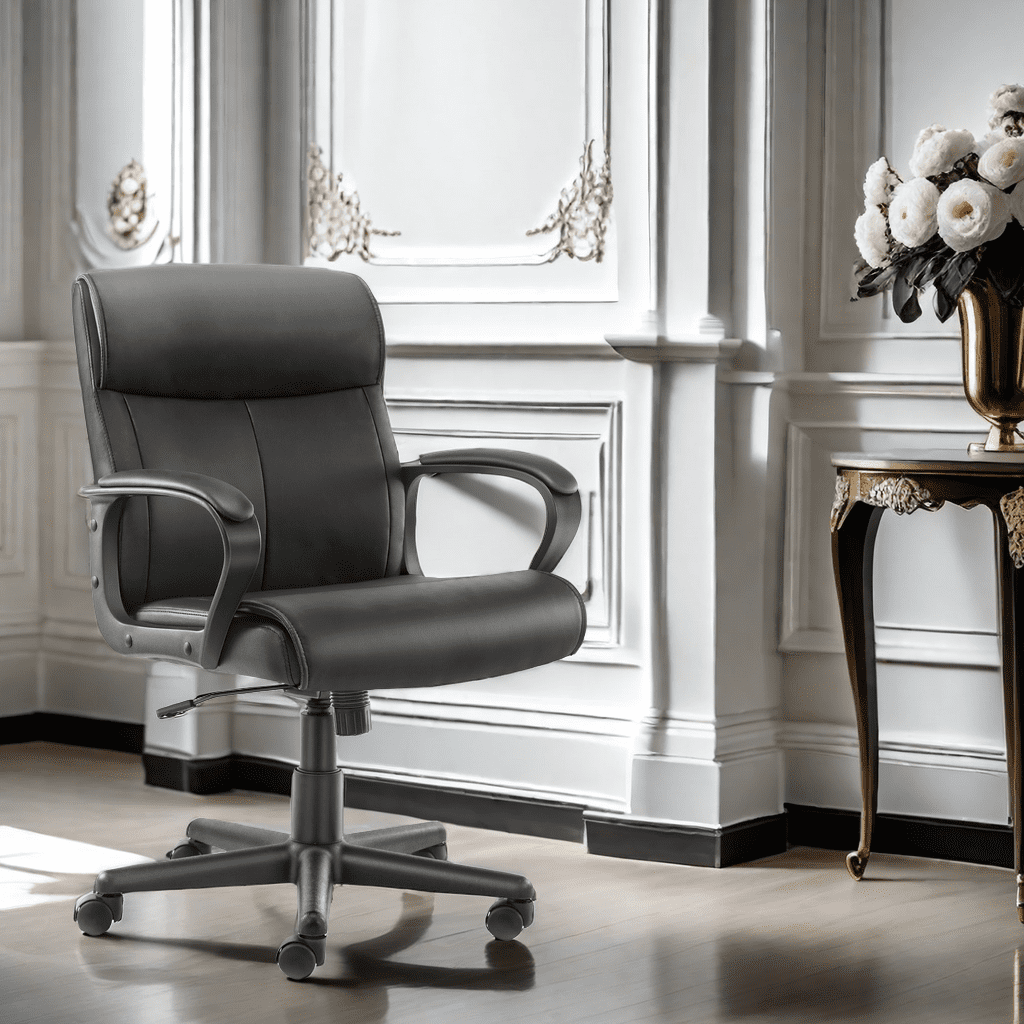 GlasFlength Home Office Desk Chair with Padded Armrests, PU Leather ...