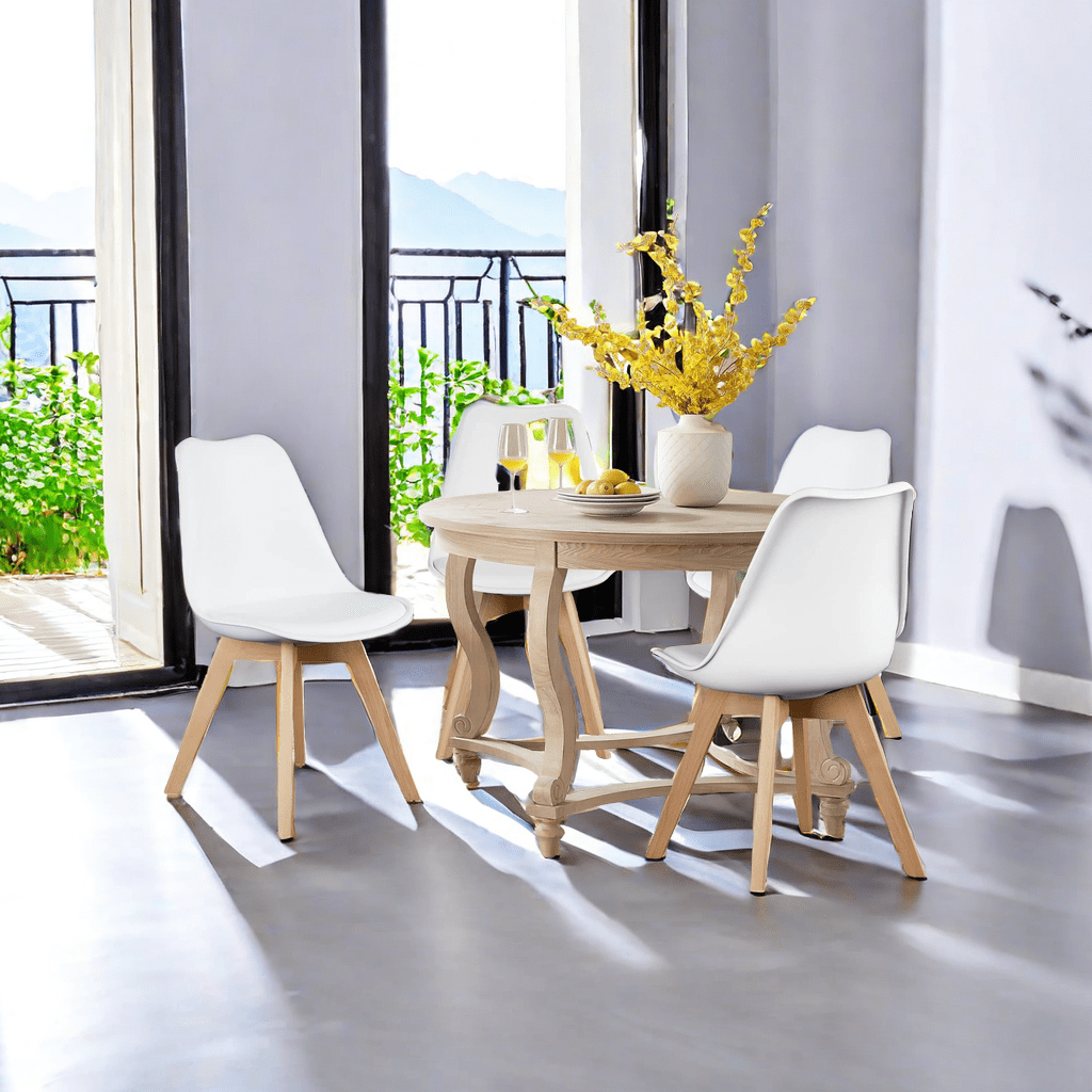 GlasFlength Modern Dining Chairs Set of 4, Kitchen Chair with Wood Legs ...