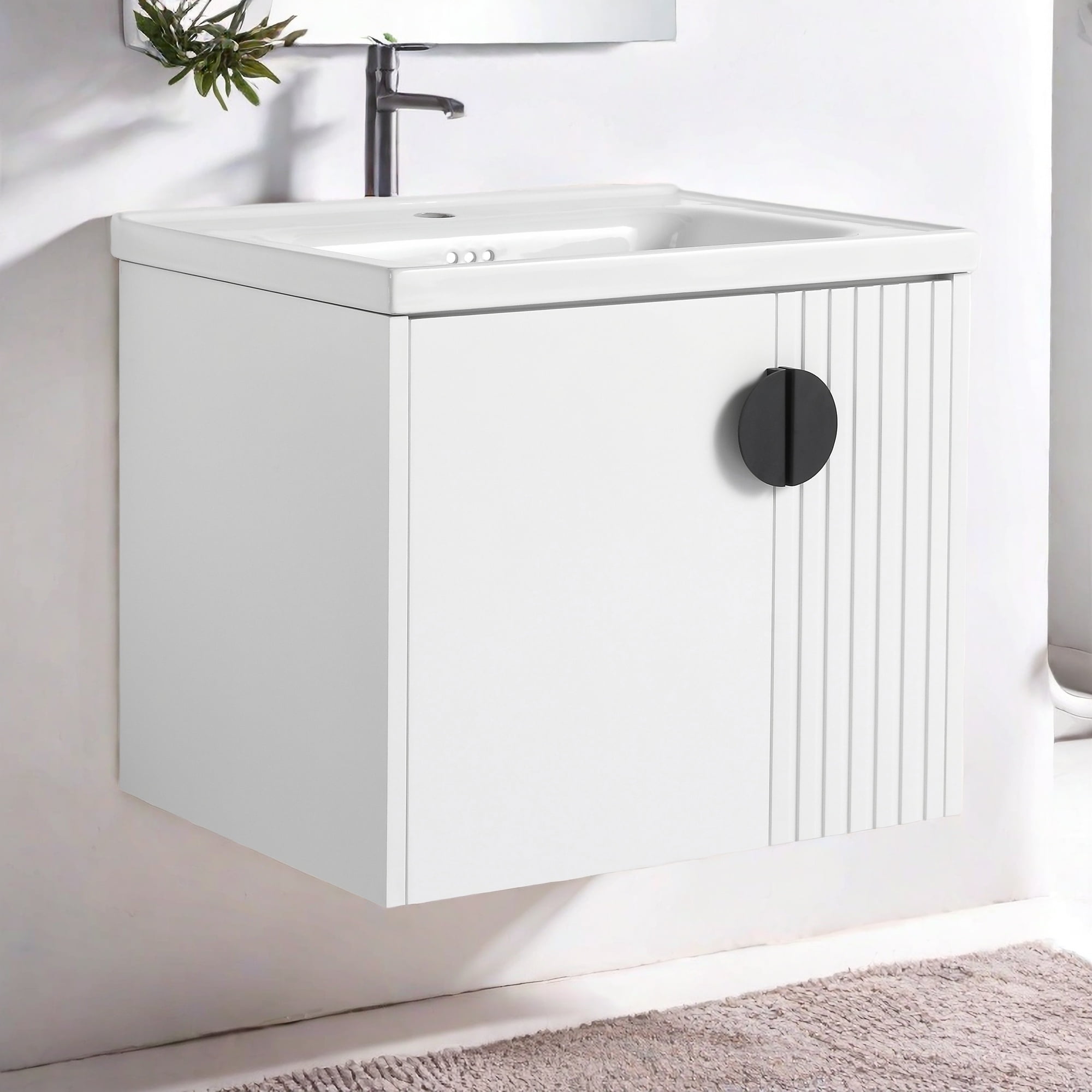 GlasFlength Modern Floating Bathroom Vanity ,Different Colour Handle ...