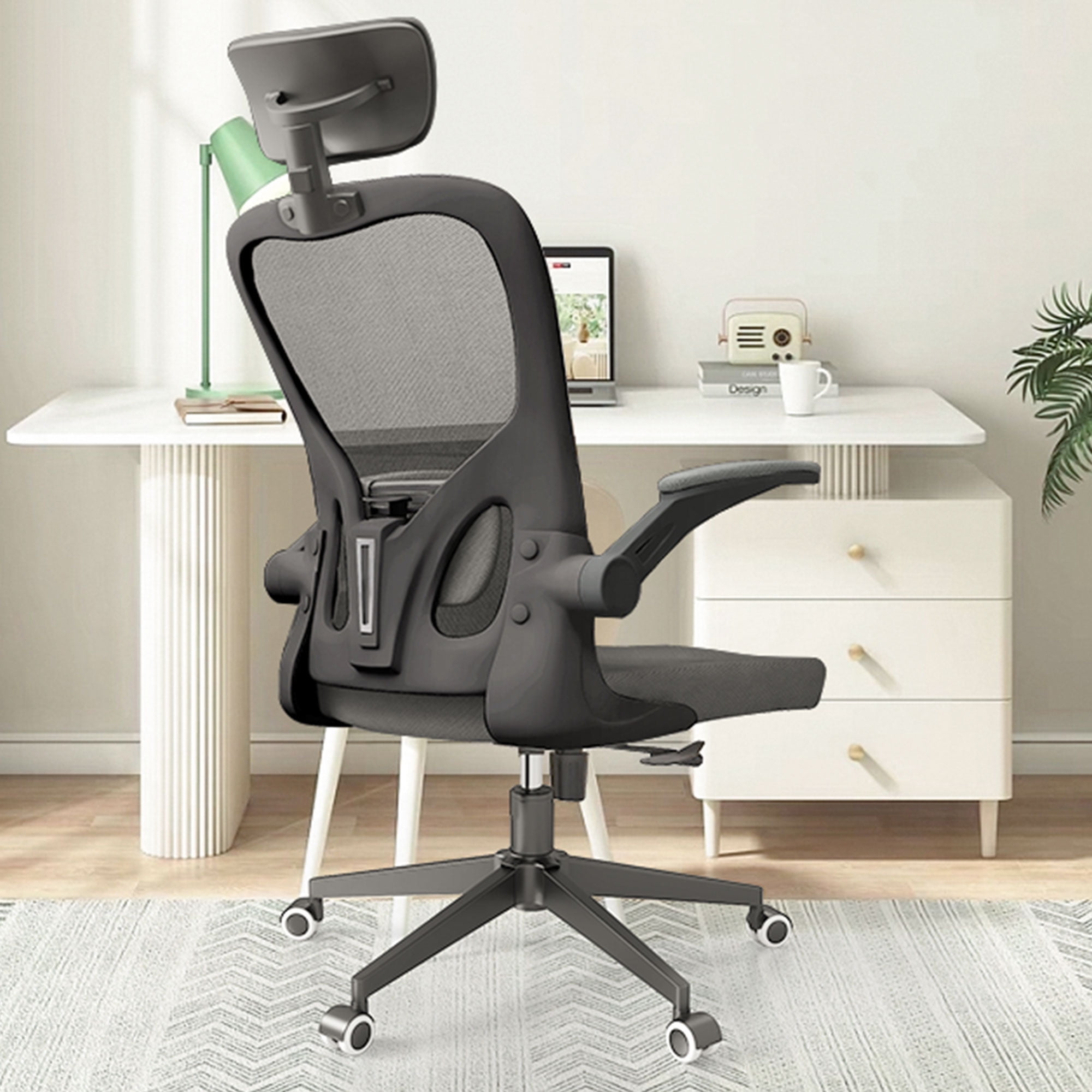 GlasFlength Office Chair Ergonomic Lumbar Support Flip Up Arms High ...