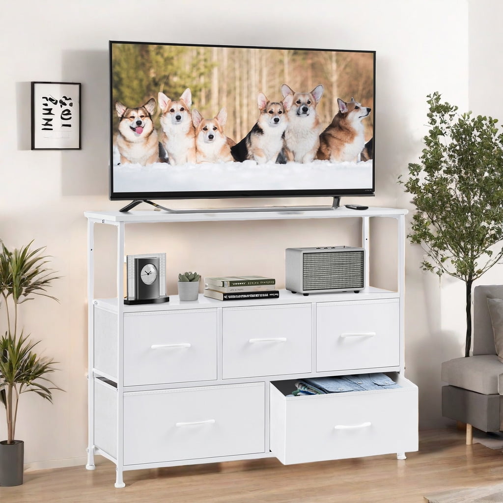 GlasFlength TV Stand for 45 In Television, Modern Entertainment Center ...