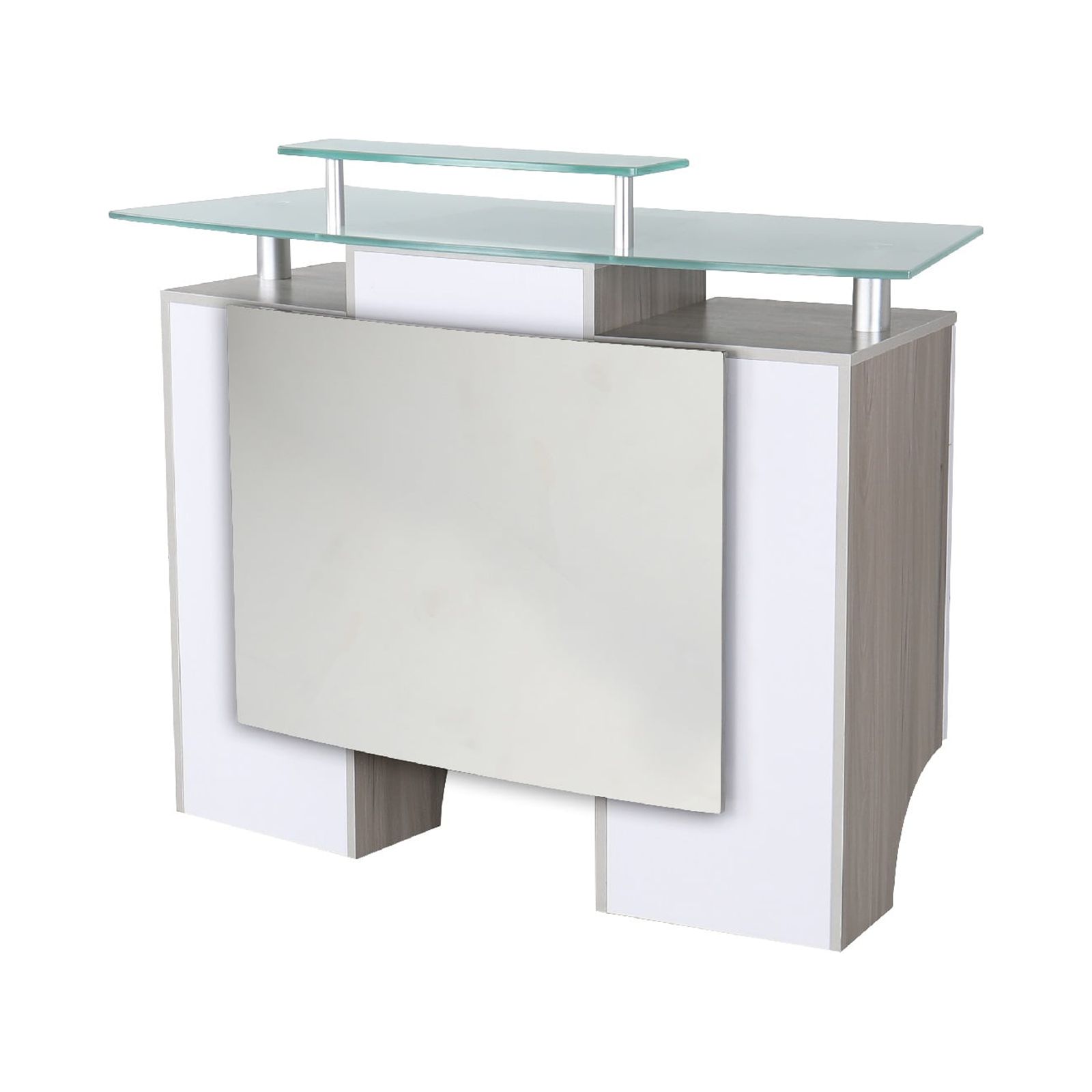 MAYAKOBA Sonoma Reception Desk with Glass Display Adjustable Shelves ...