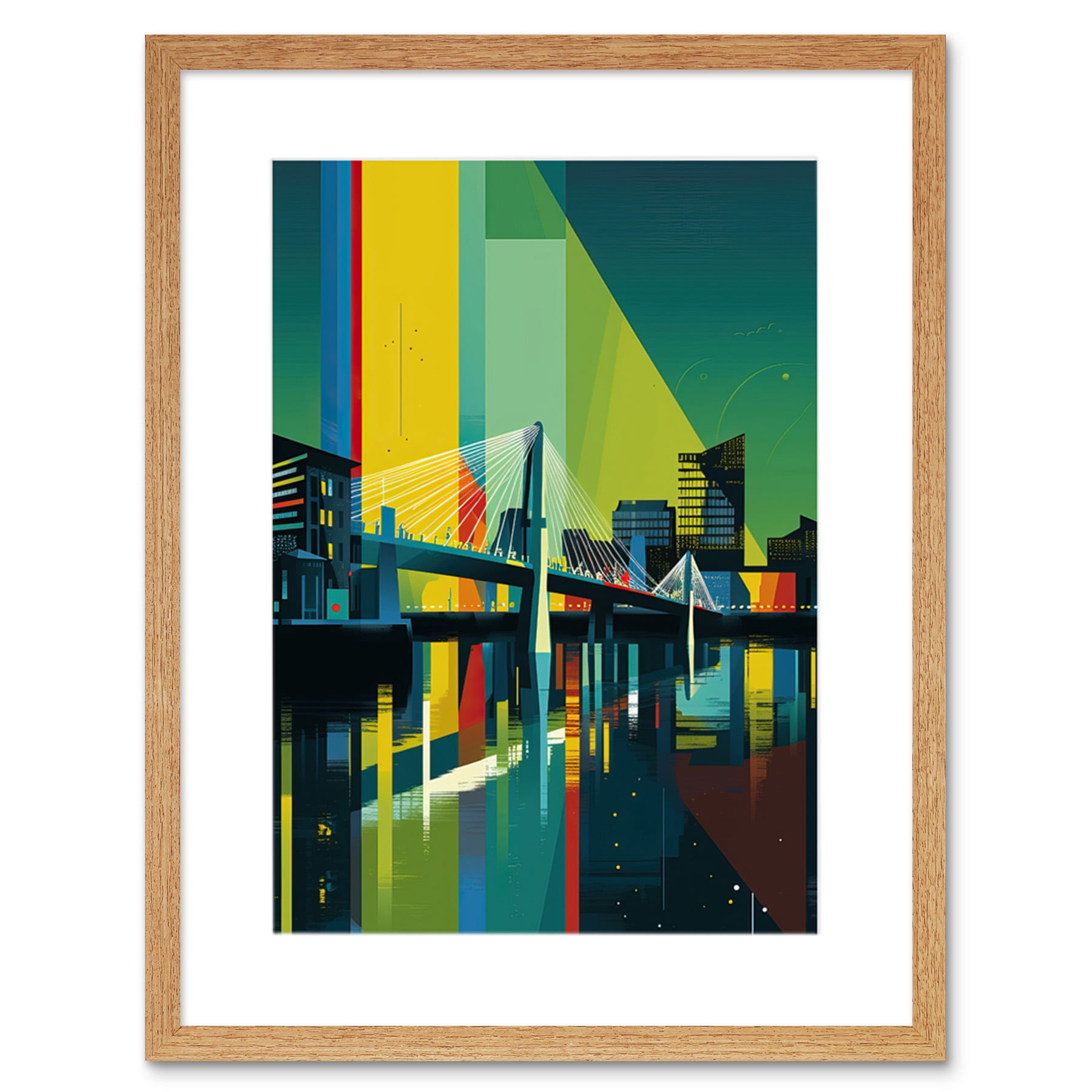 Glasgow Bells Bridge Modern Geometric Cityscape Artwork Framed Wall Art ...