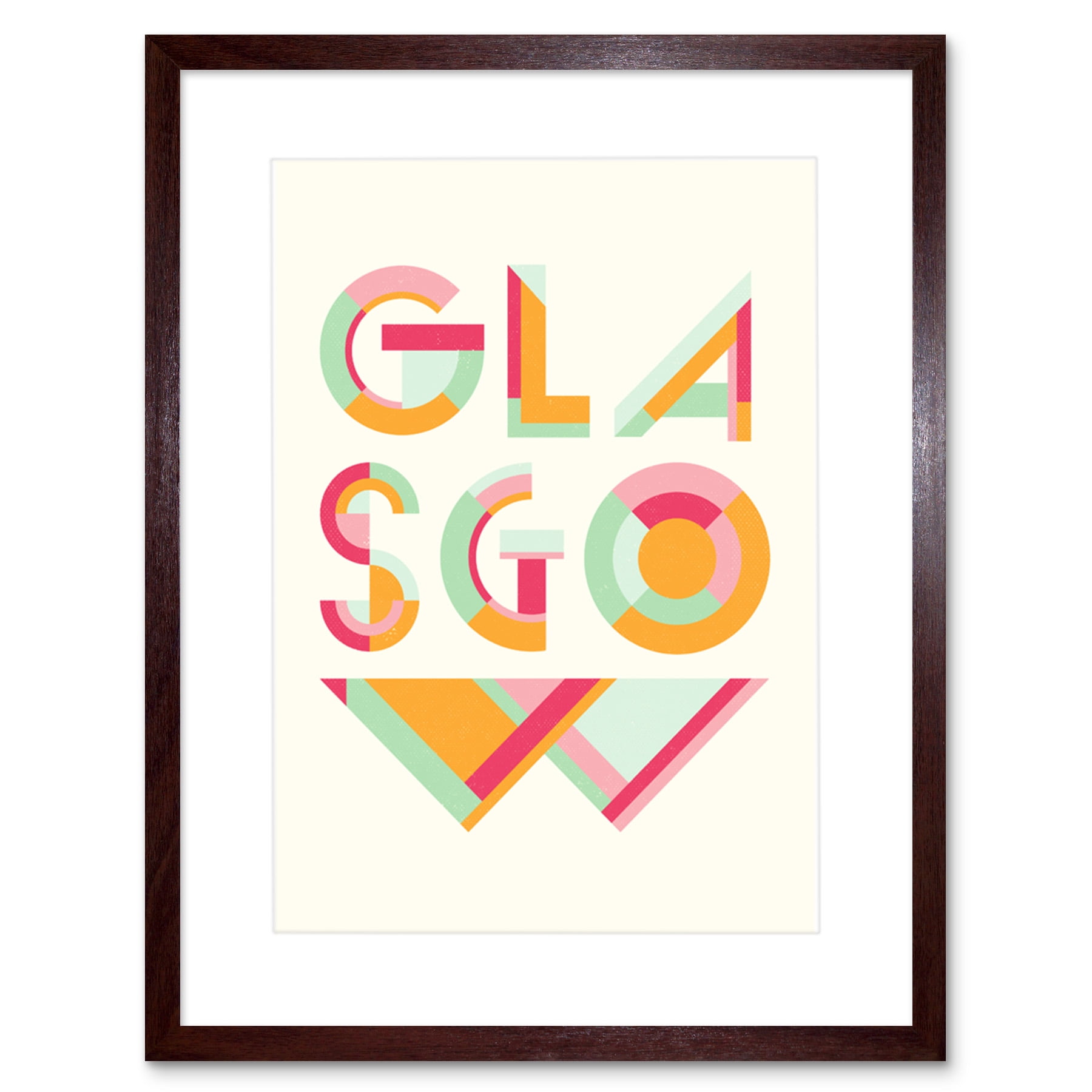 Glasgow Colourful Word Art Framed Wall Art Print 9X7 - Walmart.com