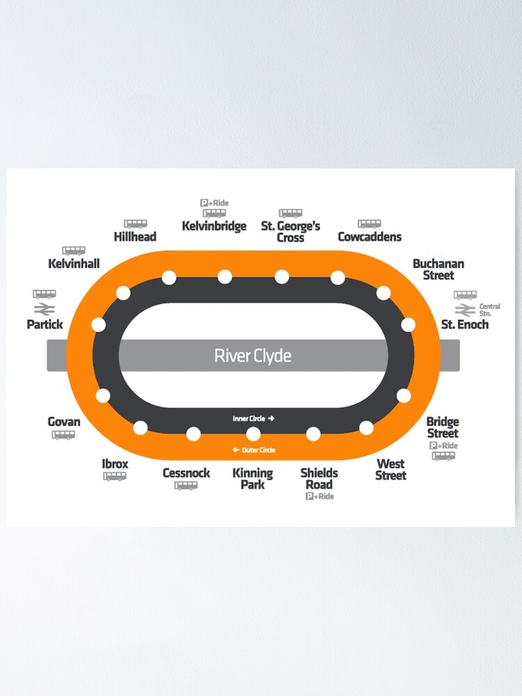 Glasgow Scotland Tube Metro Subway Train Map Poster - Walmart.com