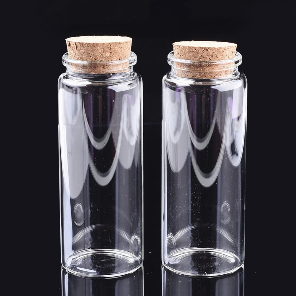 Glass 10 pc Glass Jar Glass Bottles Bead Containers with Cork Stopper ...