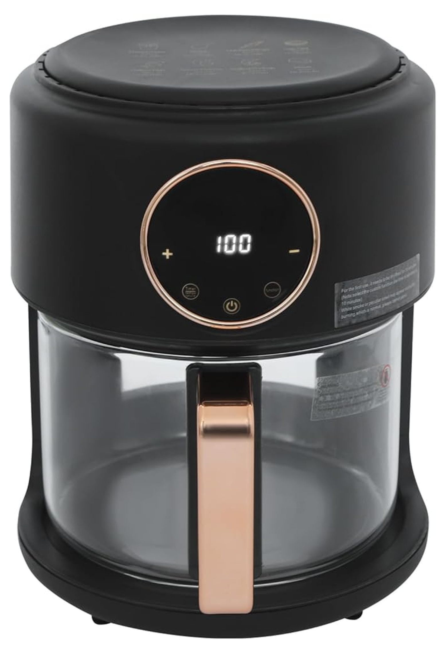 Glass Air Fryer 3.81Qt Capacity Air Fryer with 360° Transparent Glass ...