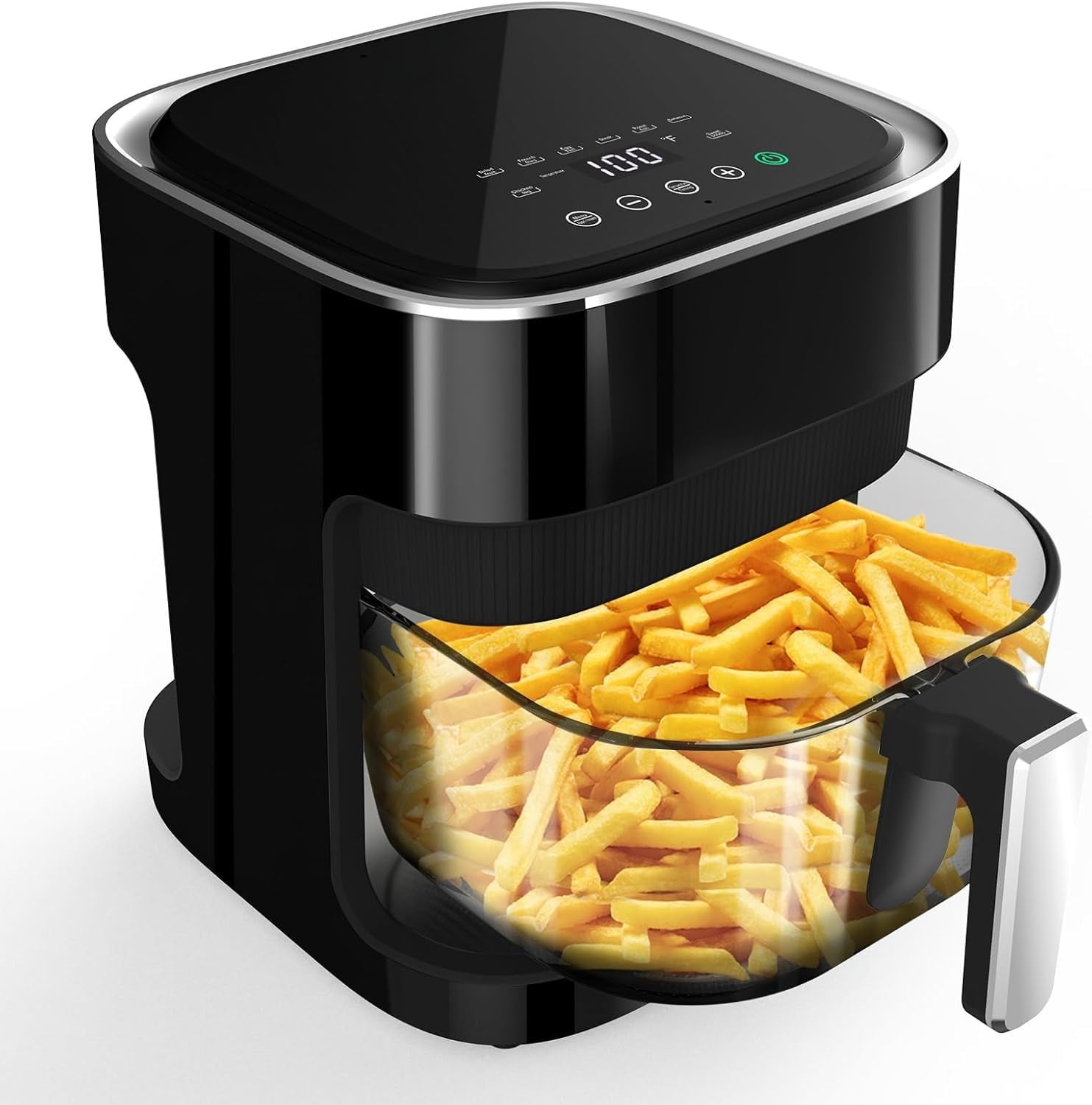 Glass Air Fryer with 8-in-1 Preset Cook Modes, 4.5 QT Transparent ...