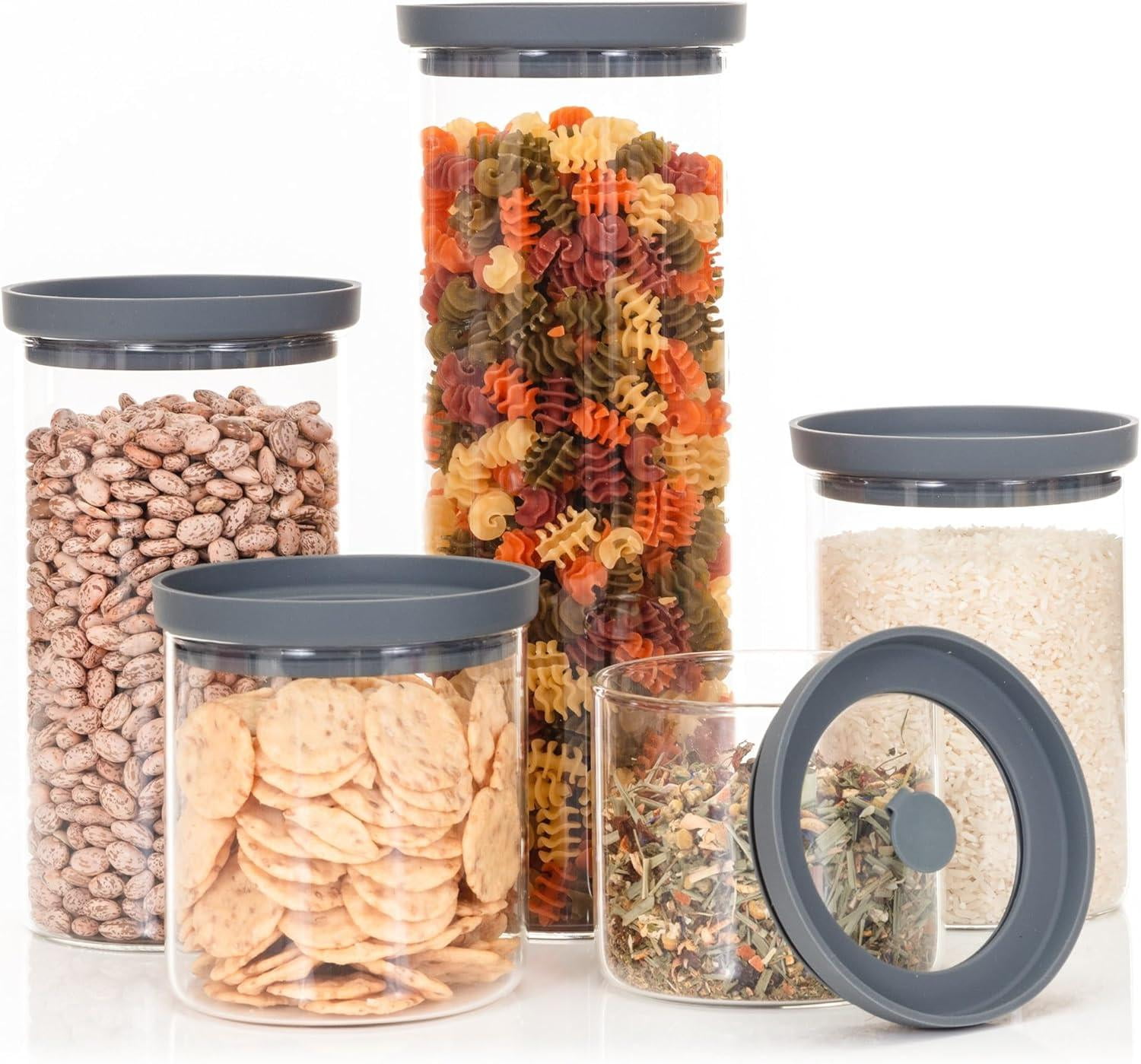 Glass Airtight Food Storage Containers with Silicone and Glass Lids ...