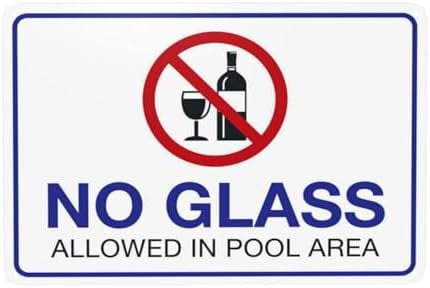 No Glass Allowed in Pool Area Pool Warning Sign, Security Metal Signs ...