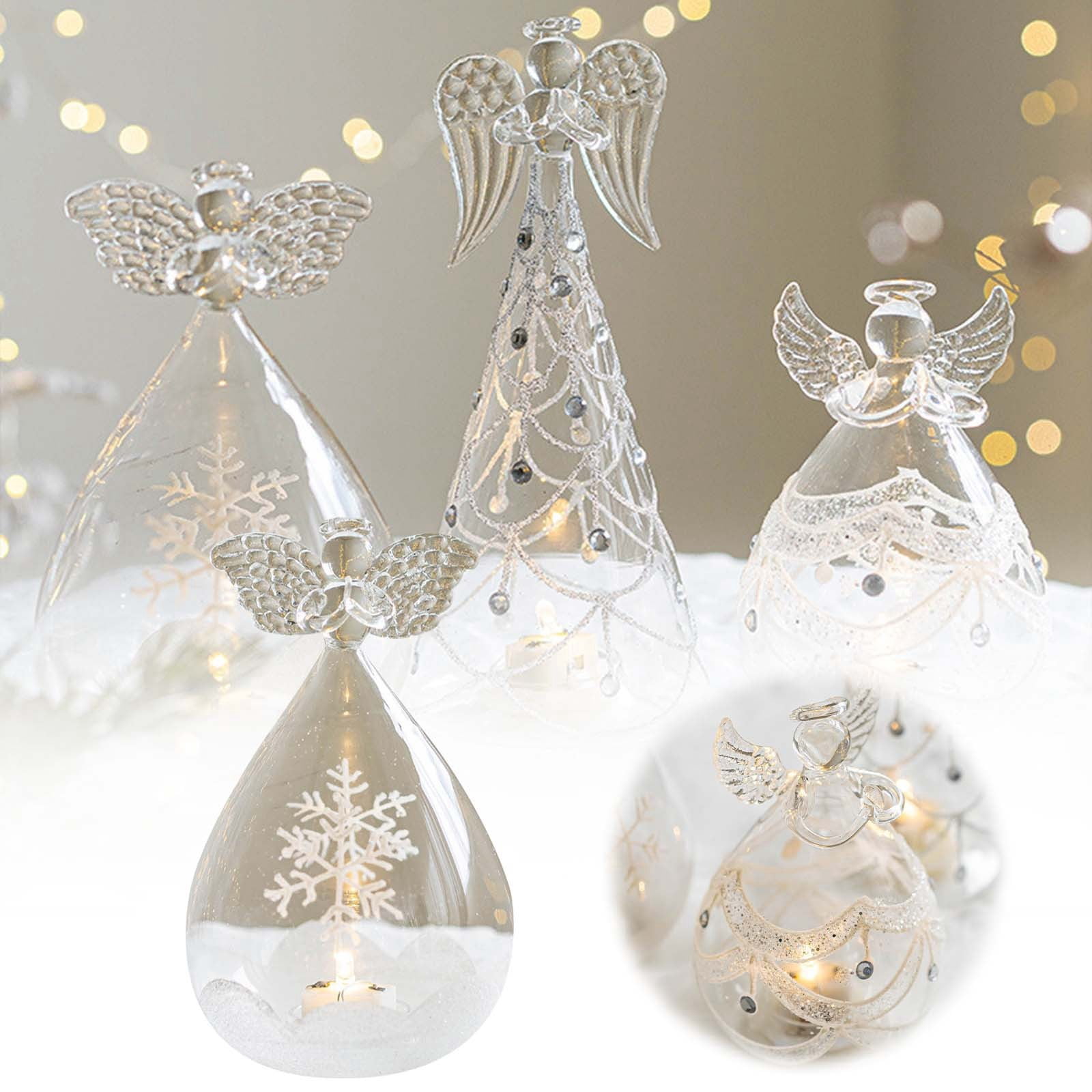 Glass Angel Decorative Light LED Lighted Desktop Ornament for Holiday ...