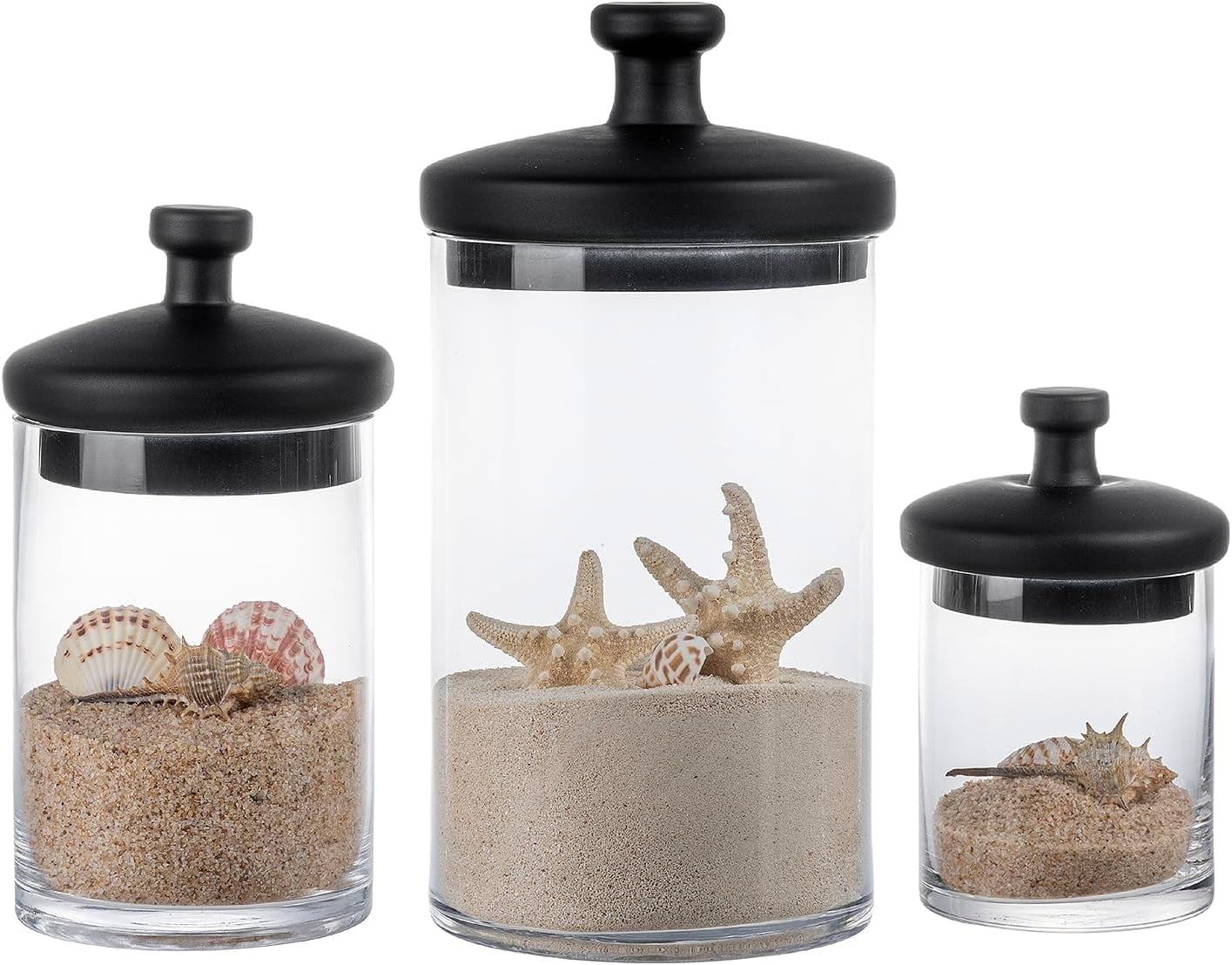 Glass Apothecary Cookie Jar Set with Copper Lid - Decorative Kitchen ...