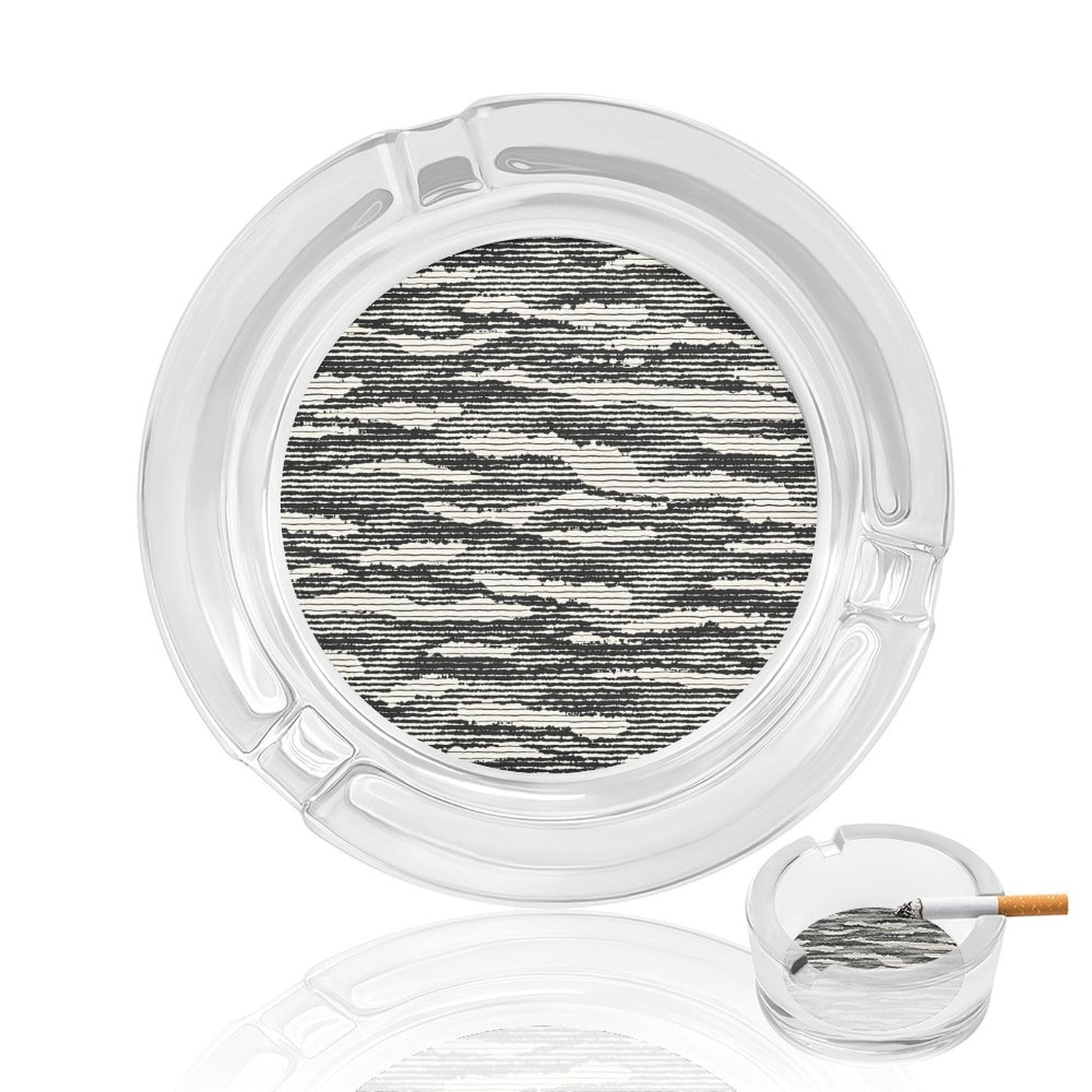 Glass Ashtray 3.5×3.3in Groove Design Edge Smooth No Bubbles For Living ...
