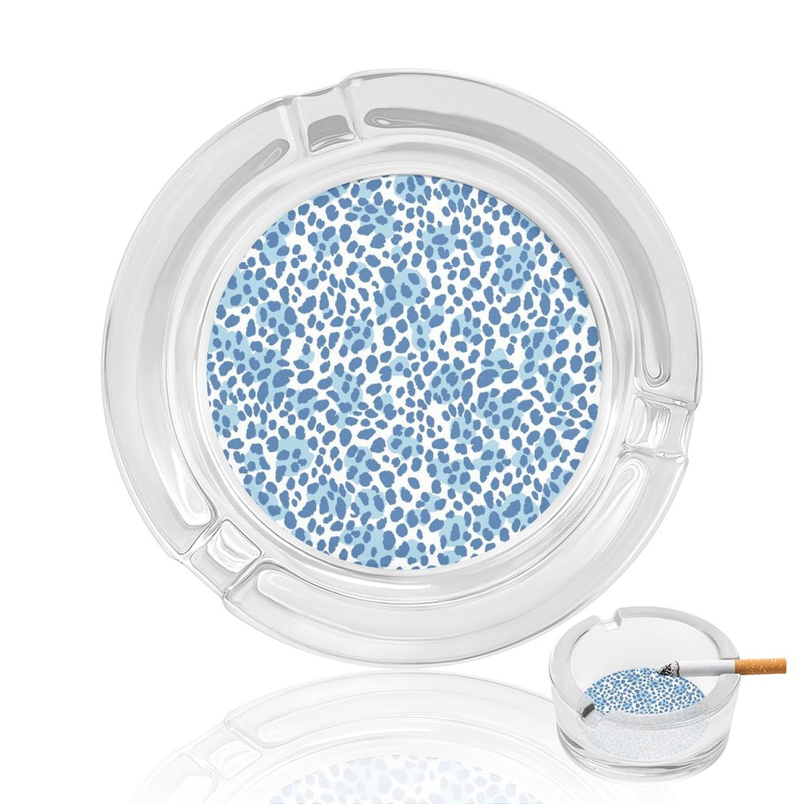 Glass Ashtray 3.5×3.3in Groove Design Edge Smooth No Bubbles For Living ...