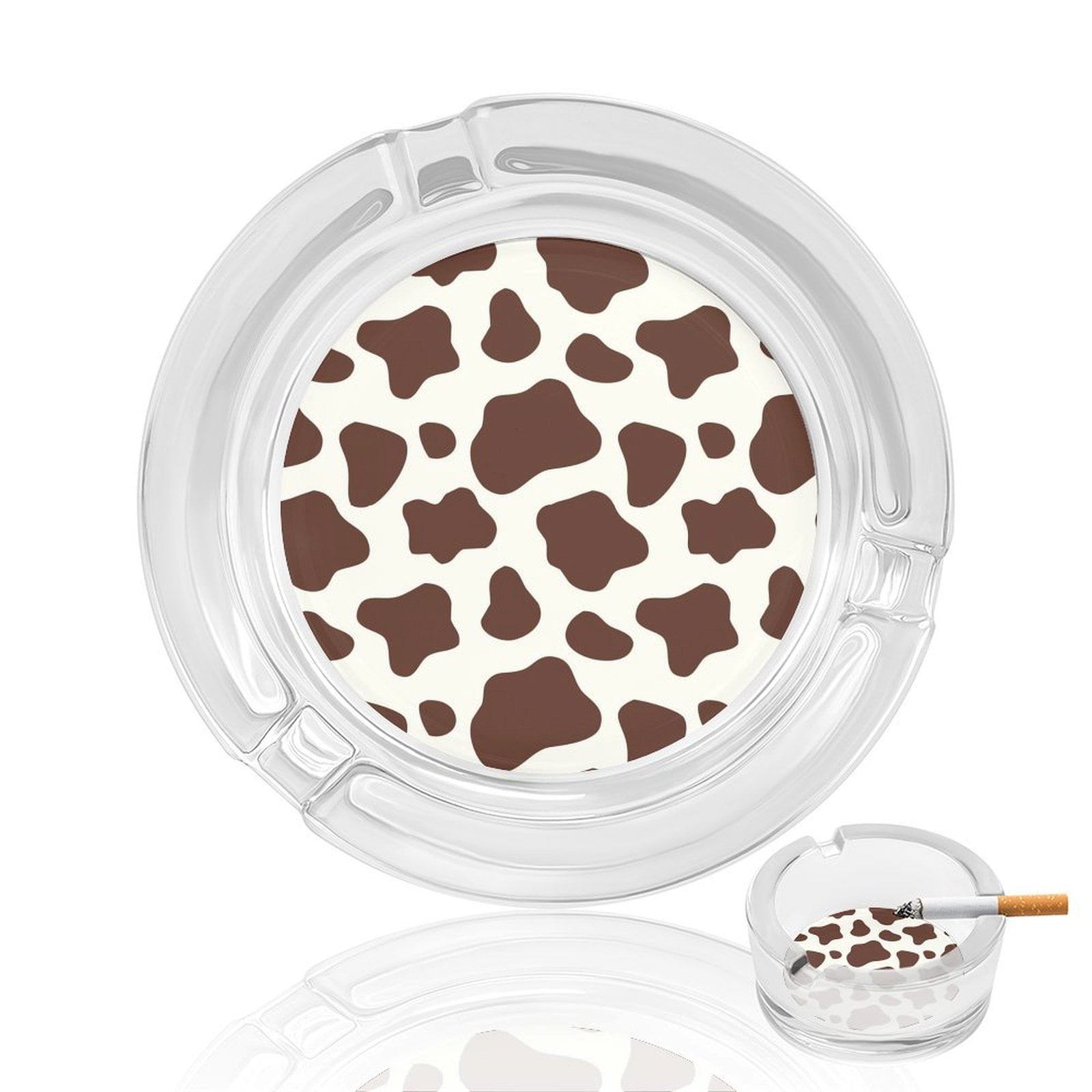 Glass Ashtray 3.5×3.3in Groove Design Edge Smooth No Bubbles For Living ...