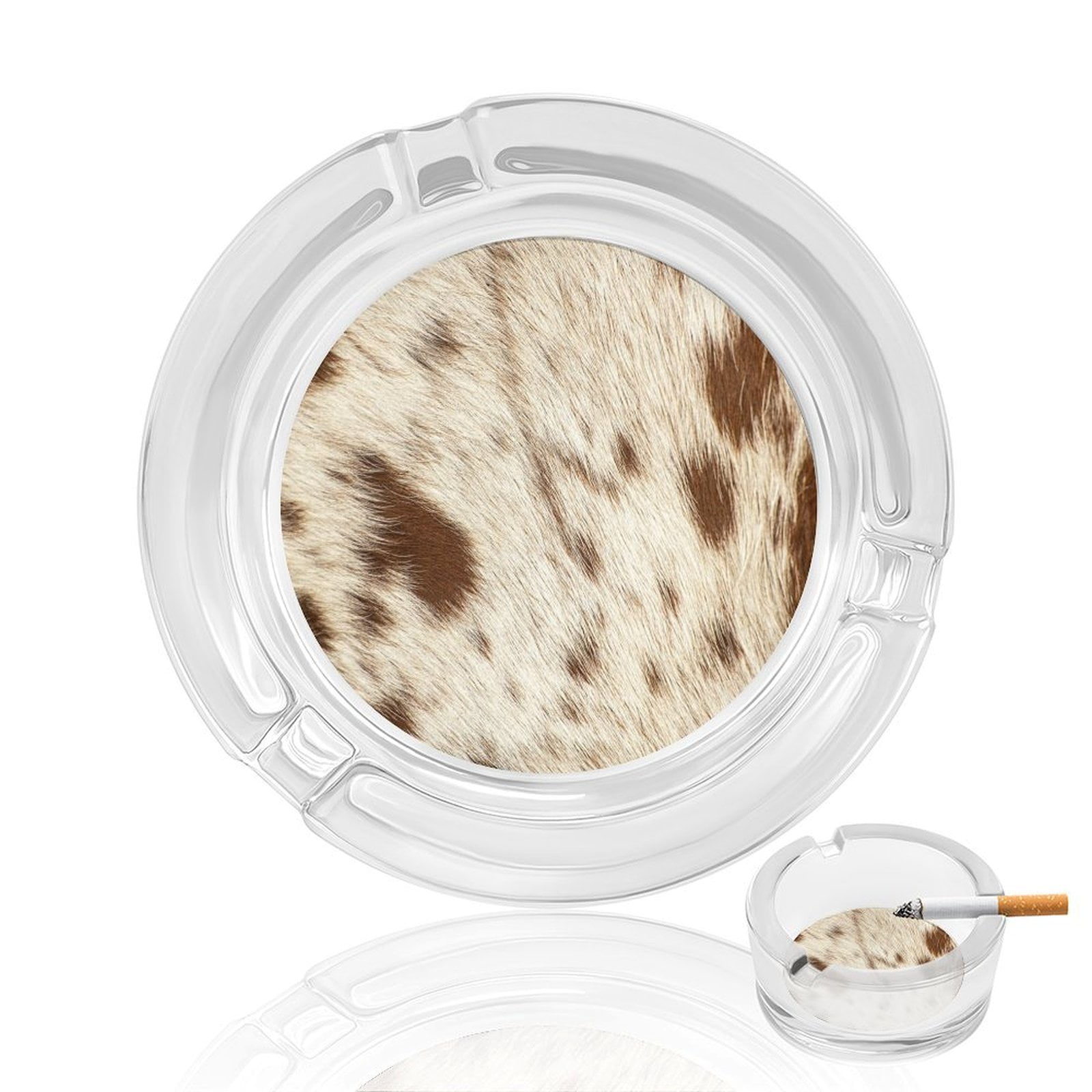 Glass Ashtray 3.5×3.3in Groove Design Edge Smooth No Bubbles For Living ...