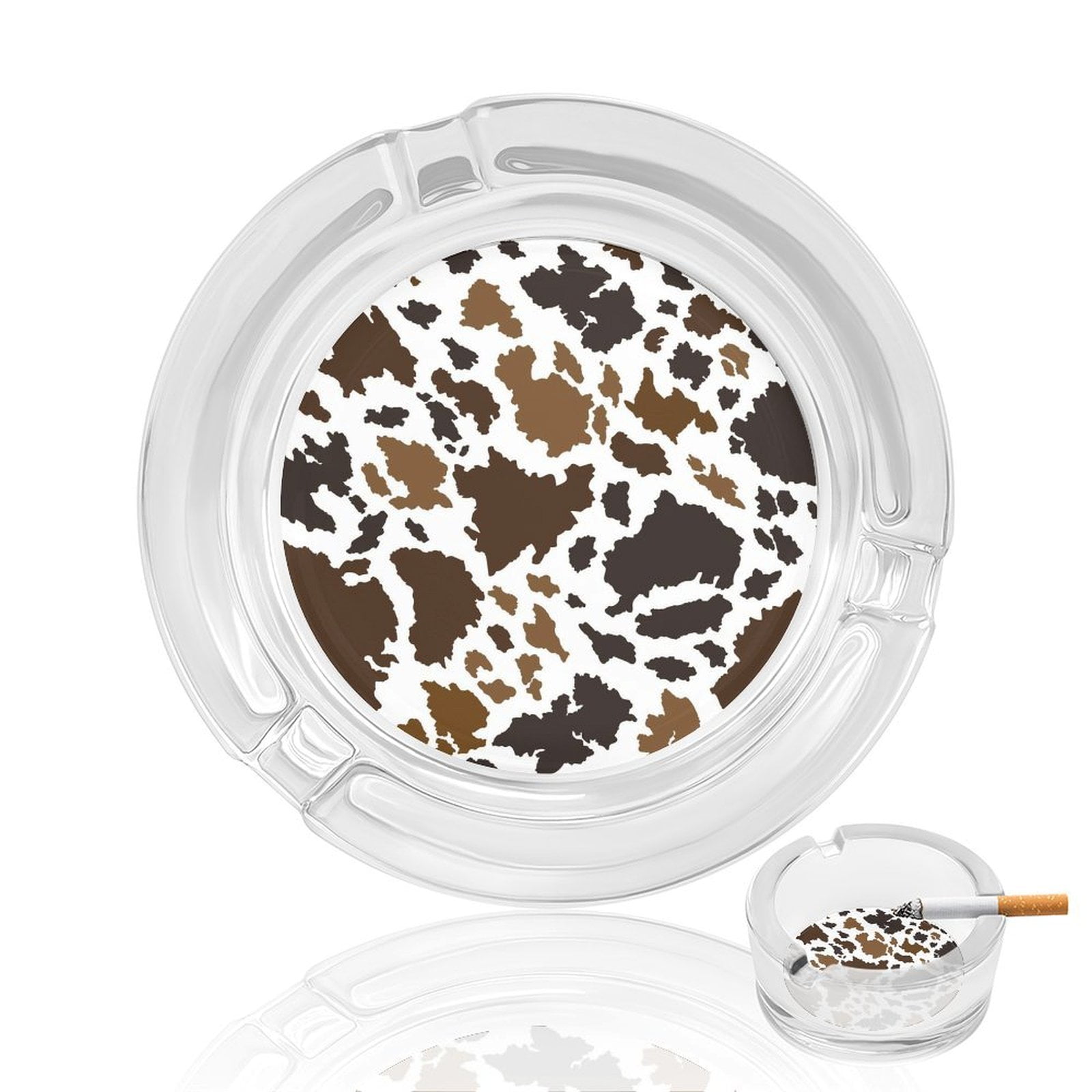 Glass Ashtray 3.5×3.3in Groove Design Edge Smooth No Bubbles For Living ...