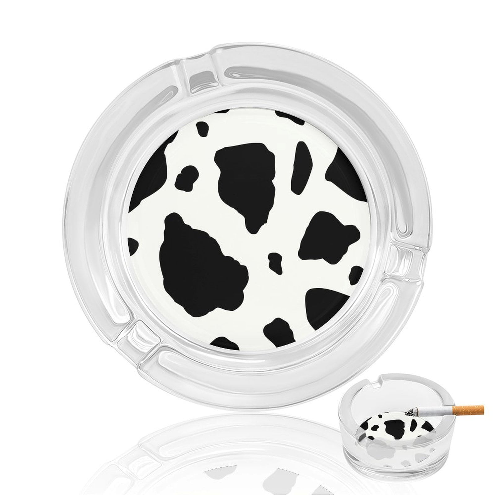 Glass Ashtray 3.5×3.3in Groove Design Edge Smooth No Bubbles For Living ...