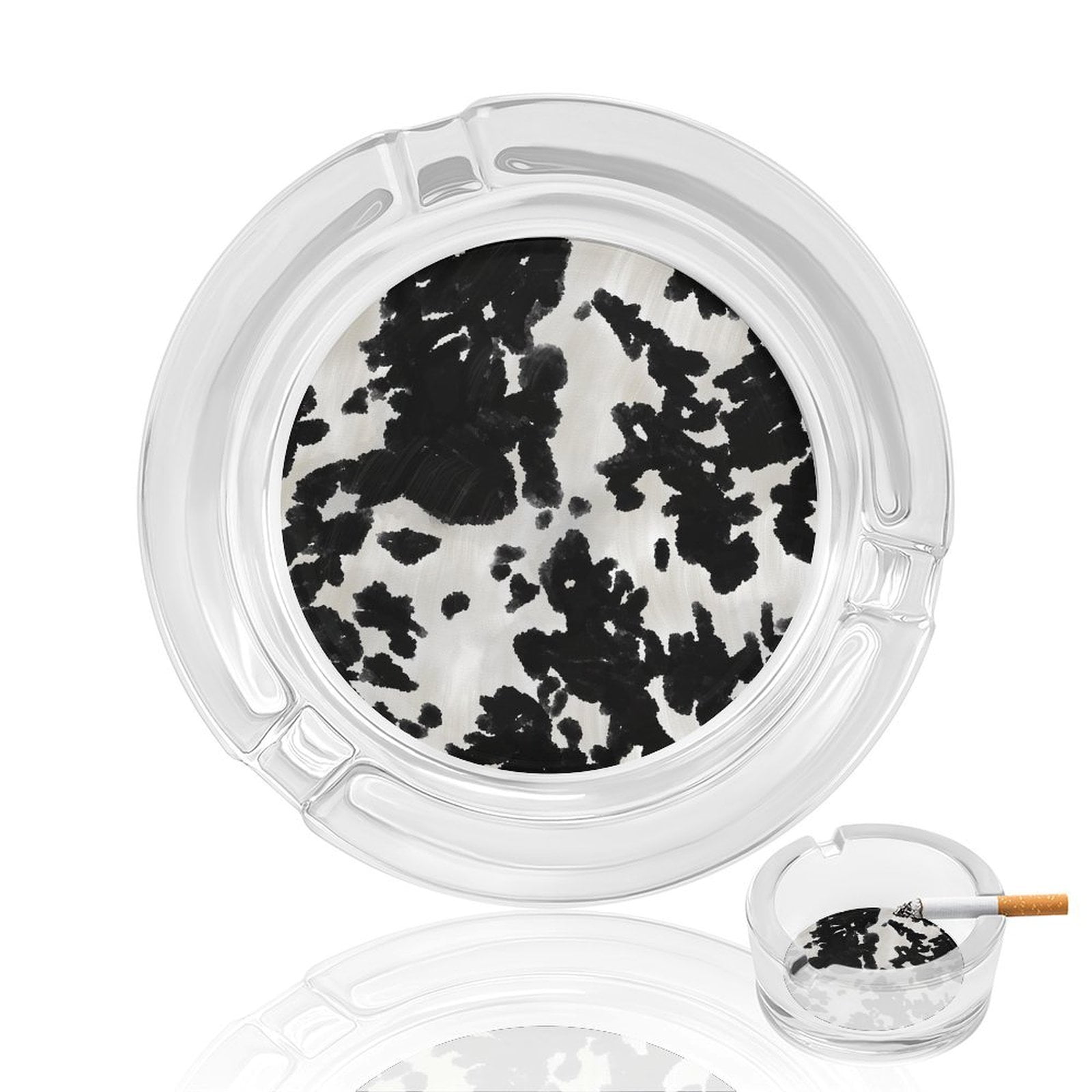 Glass Ashtray 3.5×3.3in Groove Design Edge Smooth No Bubbles For Living ...