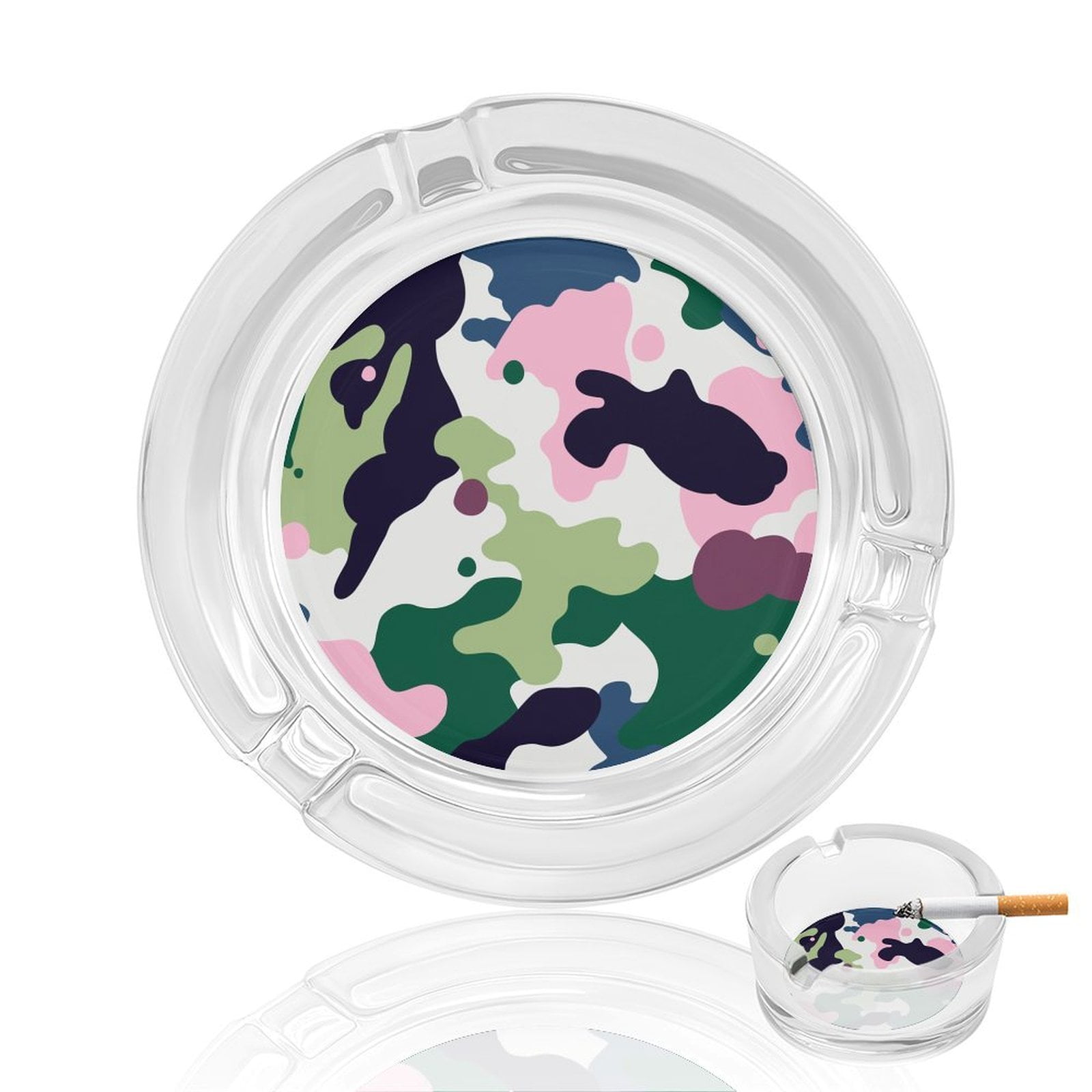 Glass Ashtray 3.5×3.3in Groove Design Edge Smooth No Bubbles For Living ...