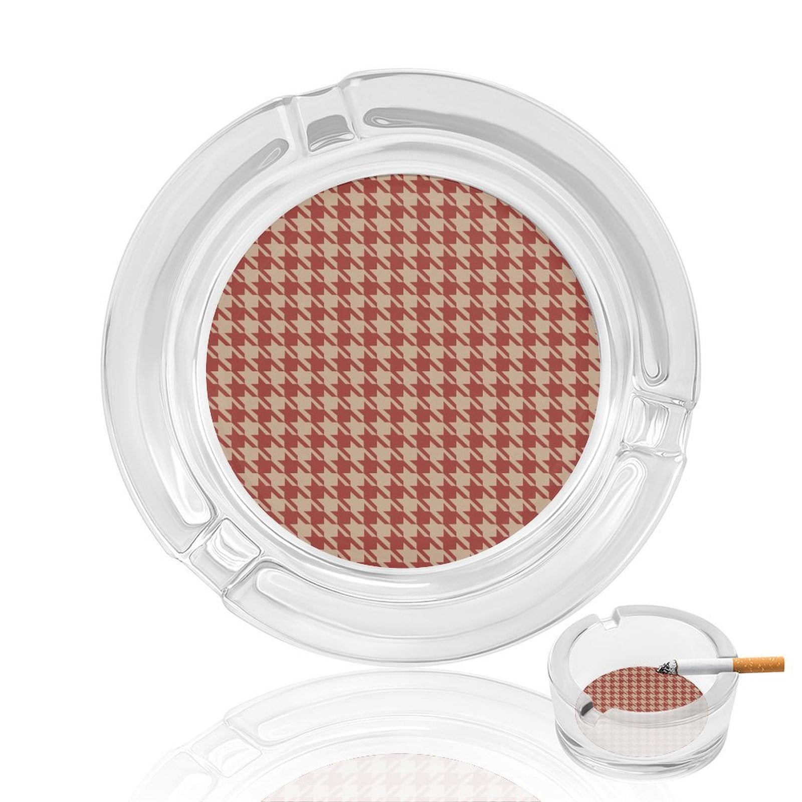 Glass Ashtray 3.5×3.3in Groove Design Edge Smooth No Bubbles For Living ...