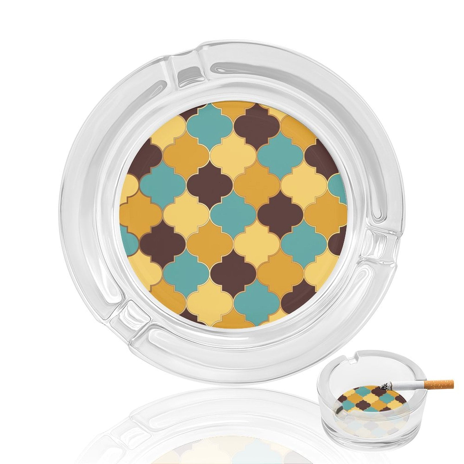 Glass Ashtray 3.5×3.3in Groove Design Edge Smooth No Bubbles For Living ...