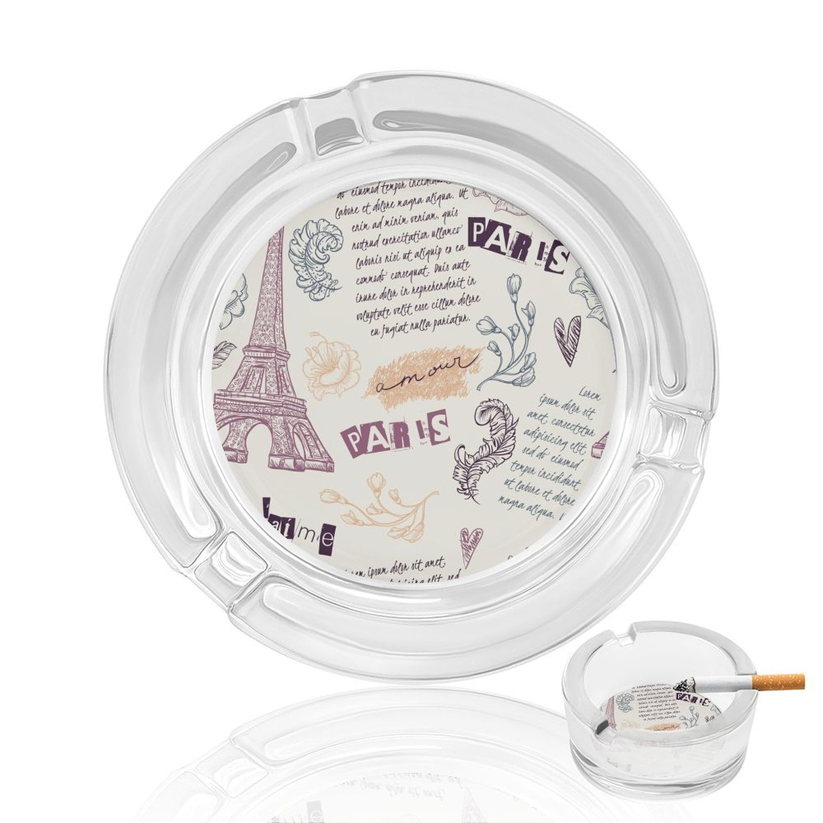 Glass Ashtray 3.5×3.3in Groove Design Edge Smooth No Bubbles For Living ...