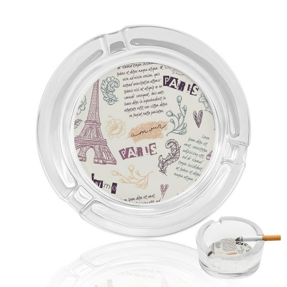 Glass Ashtray 3.5×3.3in Groove Design Edge Smooth No Bubbles For Living ...