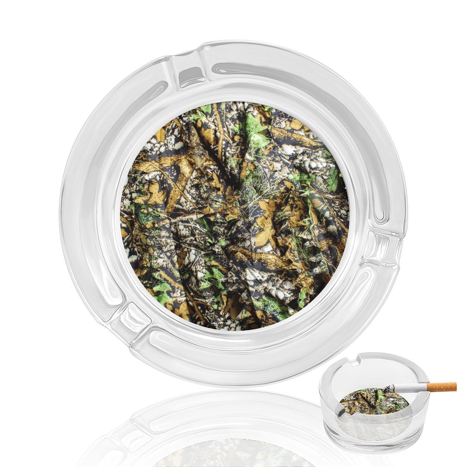 Glass Ashtray 3.5×3.3in Groove Design Edge Smooth No Bubbles For Living ...