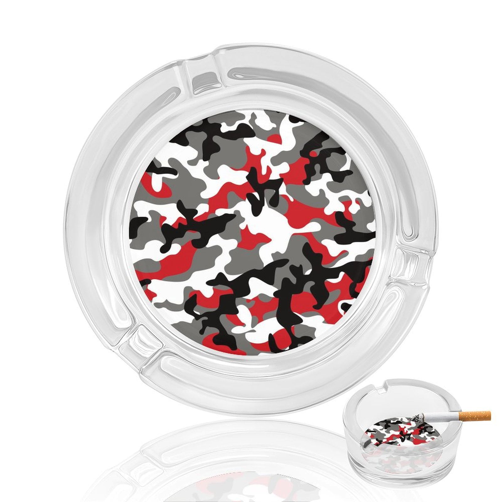 Glass Ashtray 3.5×3.3in Groove Design Edge Smooth No Bubbles For Living ...