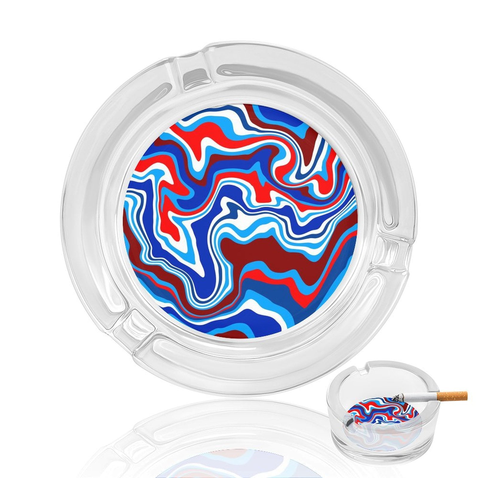 Glass Ashtray 3.5×3.3in Groove Design Edge Smooth No Bubbles For Living ...