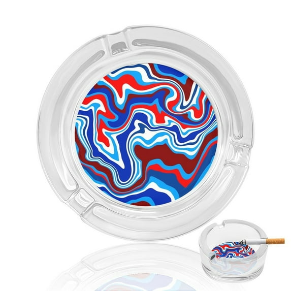 Glass Ashtray 3.5×3.3in Groove Design Edge Smooth No Bubbles For Living ...