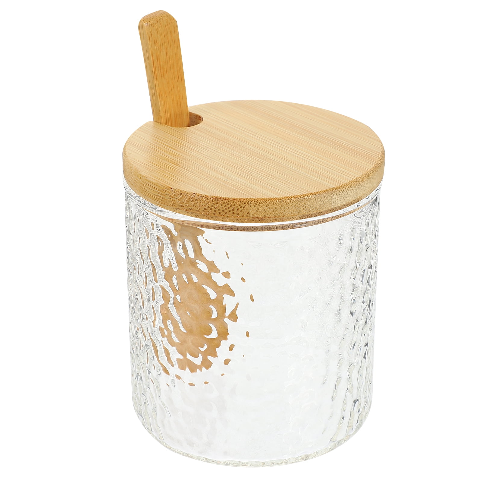 Glass Bamboo Jar with Wood Lid Coffee Tin Hammer Spice Salt Shaker ...