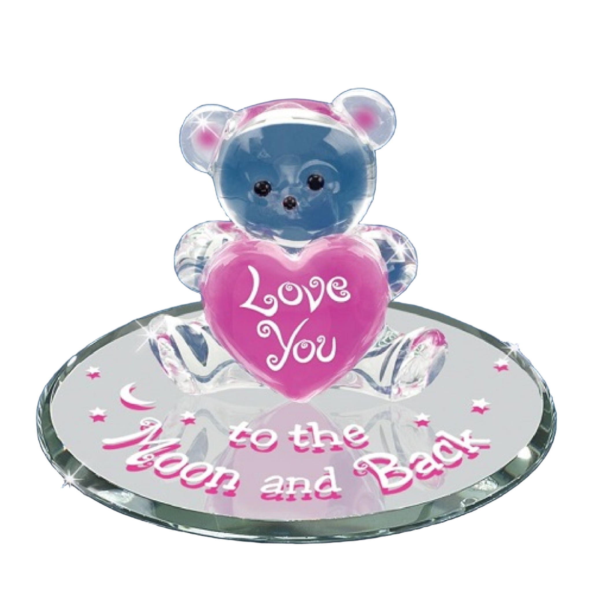 Glass Baron Bear "Love You to the Moon and Back" Pink Heart - Walmart.com