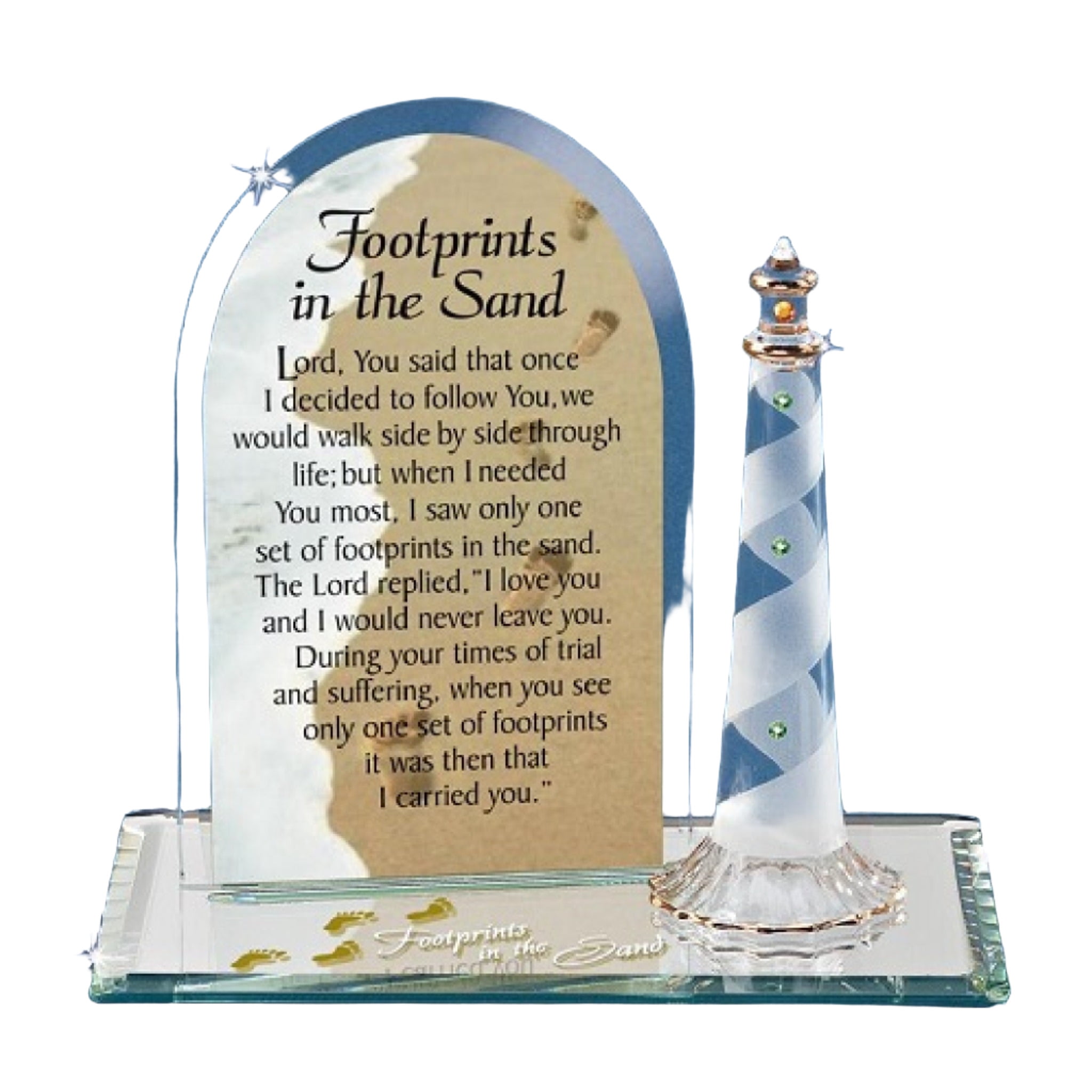 Glass Baron Footprints In The Sand Lighthouse Glass Figurine QGM6682 ...