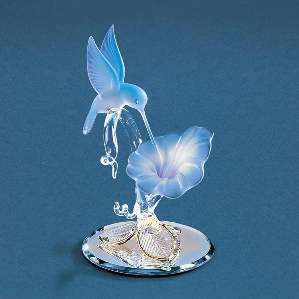 Glass Baron Hummingbird & Blue Flower Glass Figurine - Walmart.com