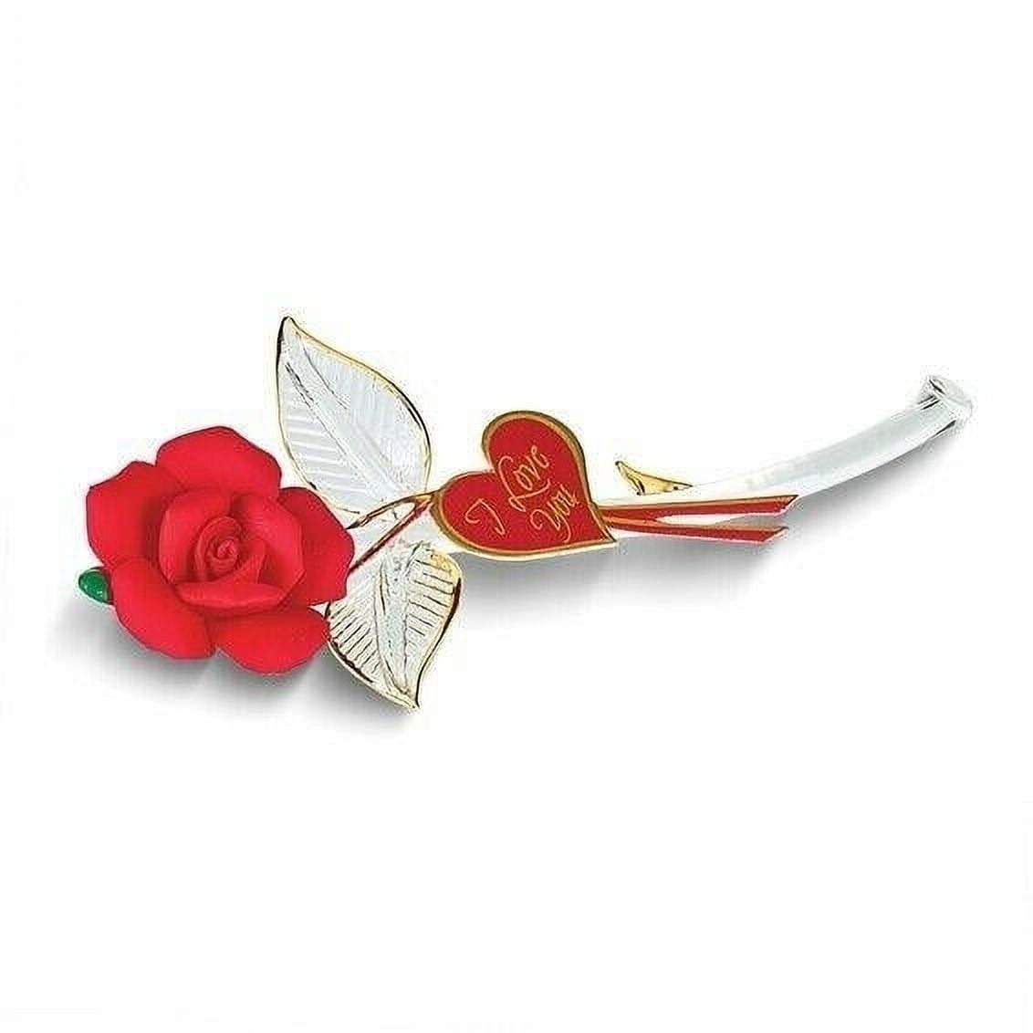 Glass Baron I LOVE YOU Red Rose Handcrafted Glass Figurine - Walmart.com