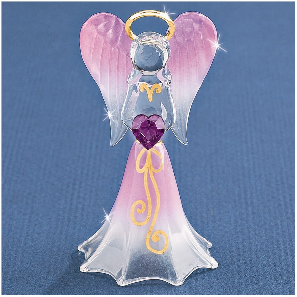 Glass Baron Lavender Angel Figurine with Swarovski Crystal Heart, Fine ...
