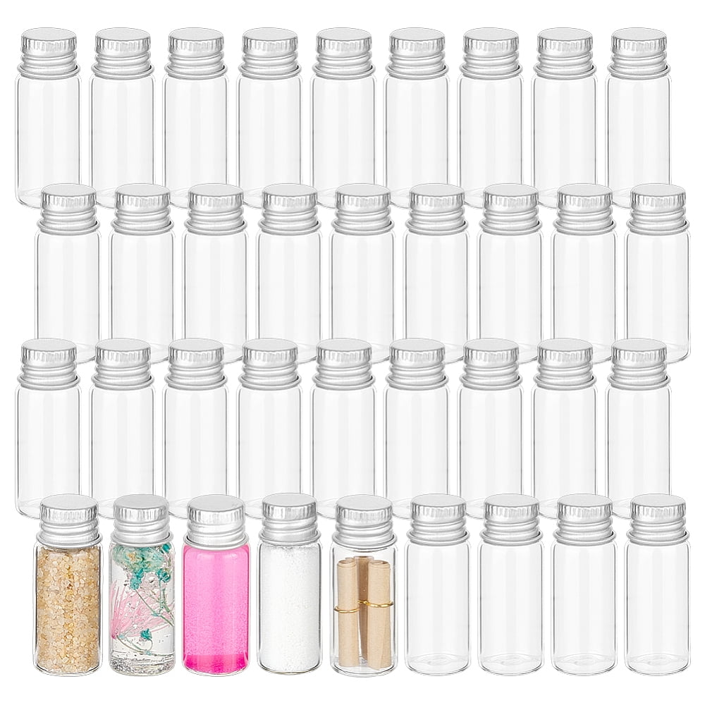 Glass Bead Storage Tubes with Aluminum Screw Lid Column Clear 4.2x1.6cm ...