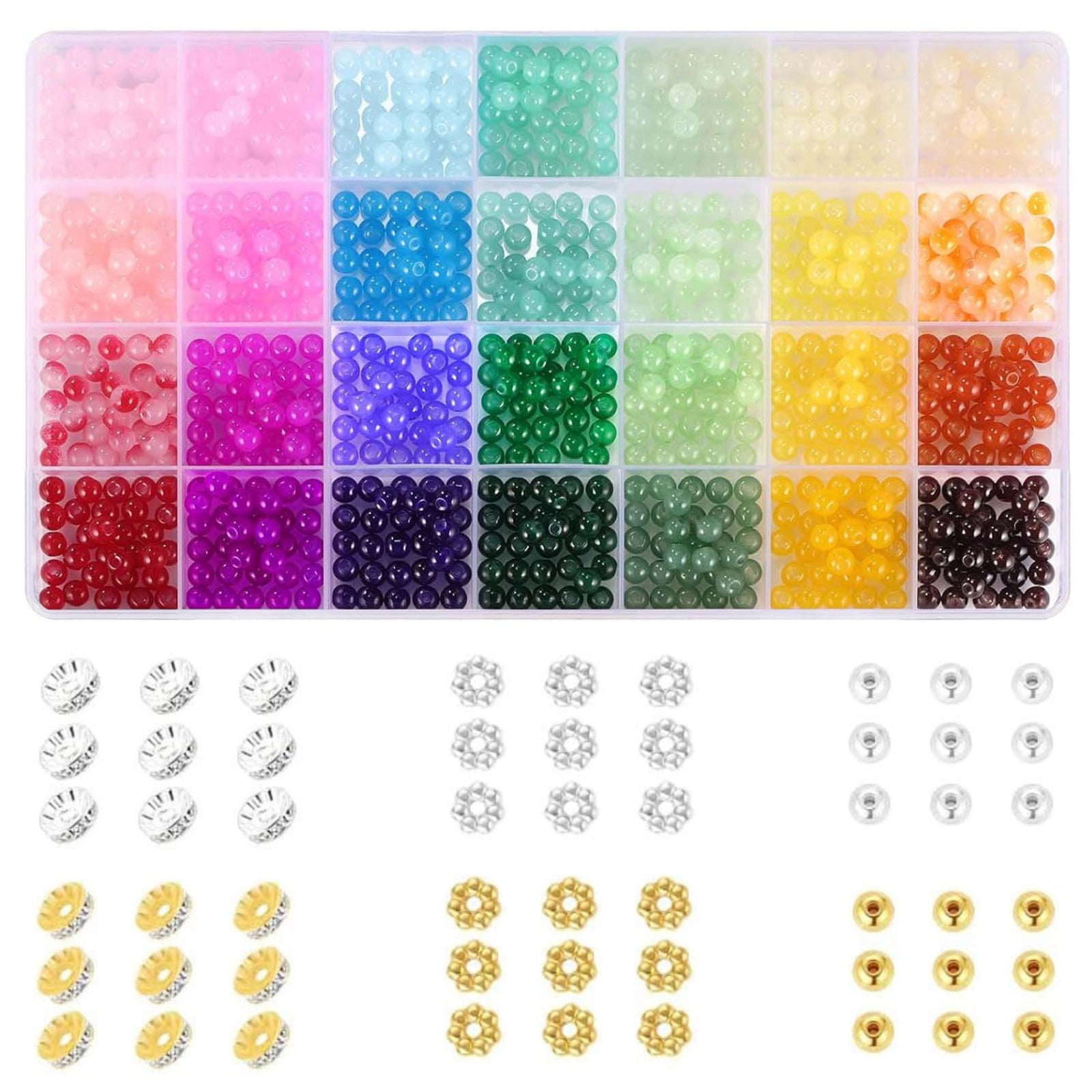 Glass Beads for Bracelets 8 mm, 1245 PCS DIY Jewelry Making Kit ...