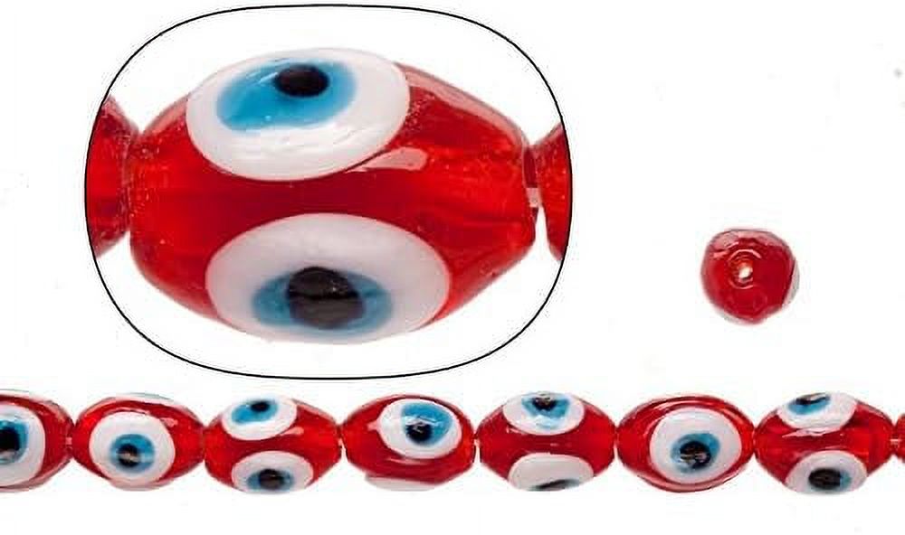 Glass Beads, red Base Evil Eye Amulet Design, 12.5x16mm Oval. Sold per ...